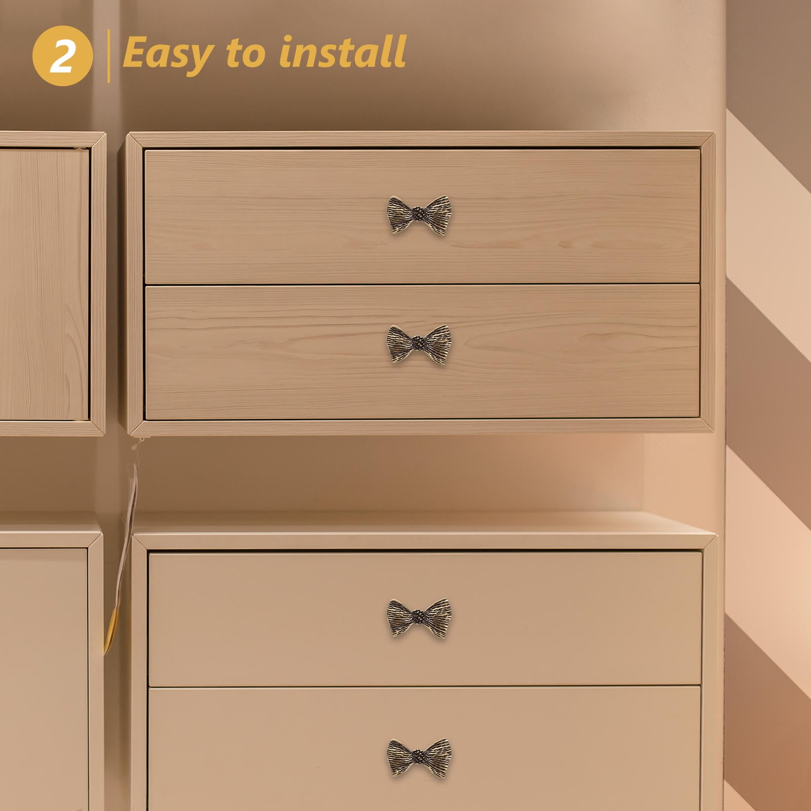 HEMOTON Bow Drawer Dresser Handle Copper Cabinet Knob Decorative Door ...