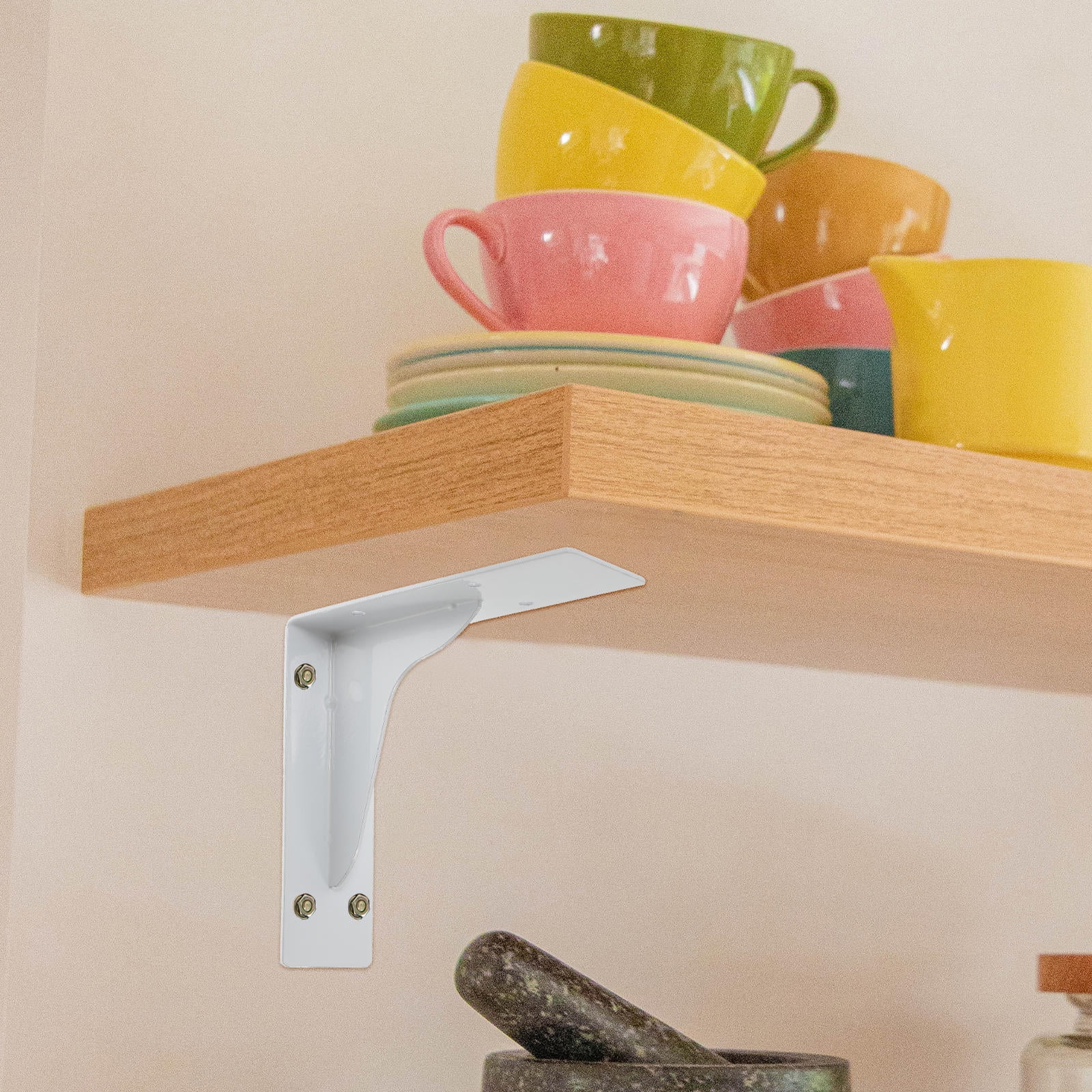 HEMOTON White Industrial Brackets for Floating Kitchen Shelves, Heavy ...
