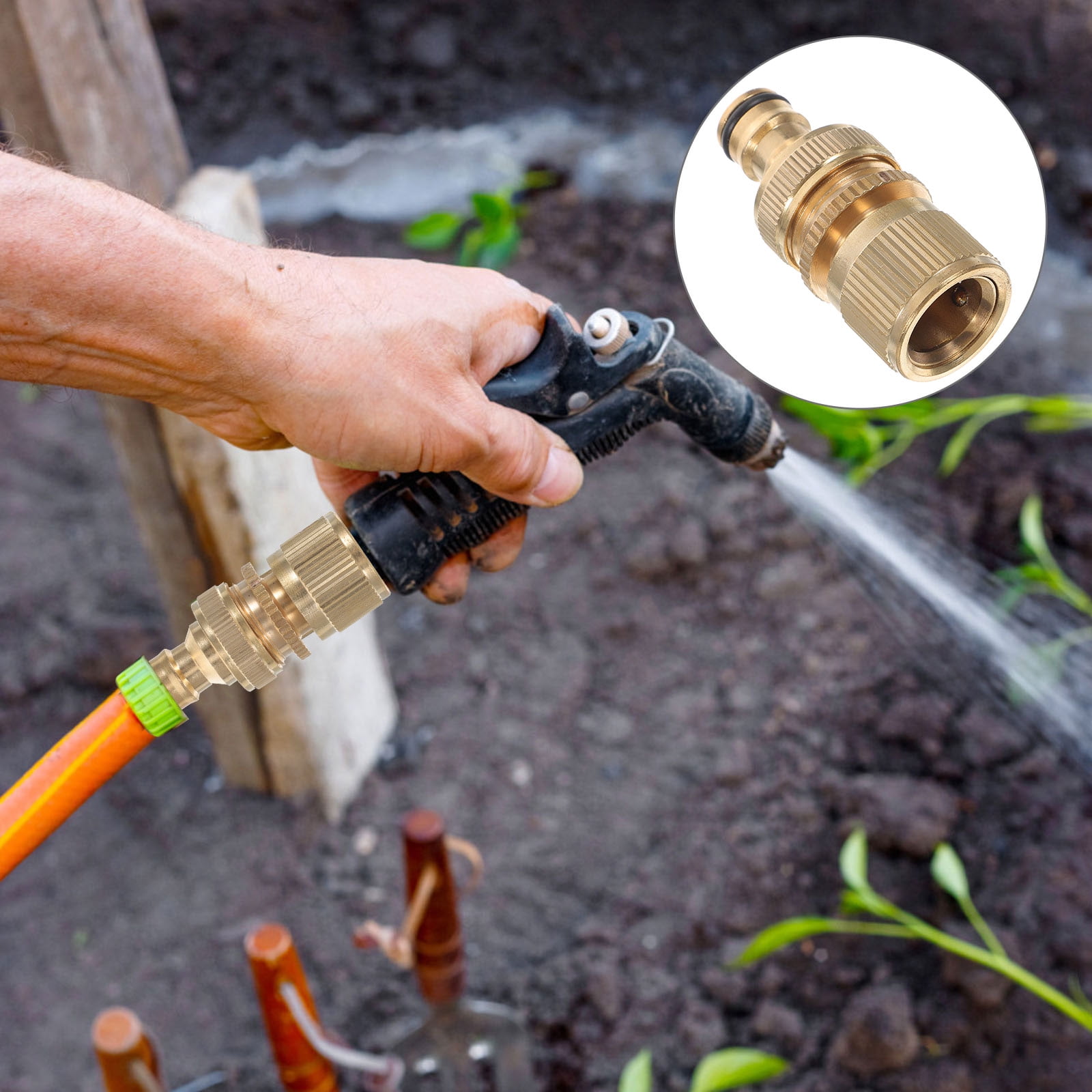 HEMOTON Brass Garden Hose Quick Connector for Pipe with 3/4 Inch Thread ...
