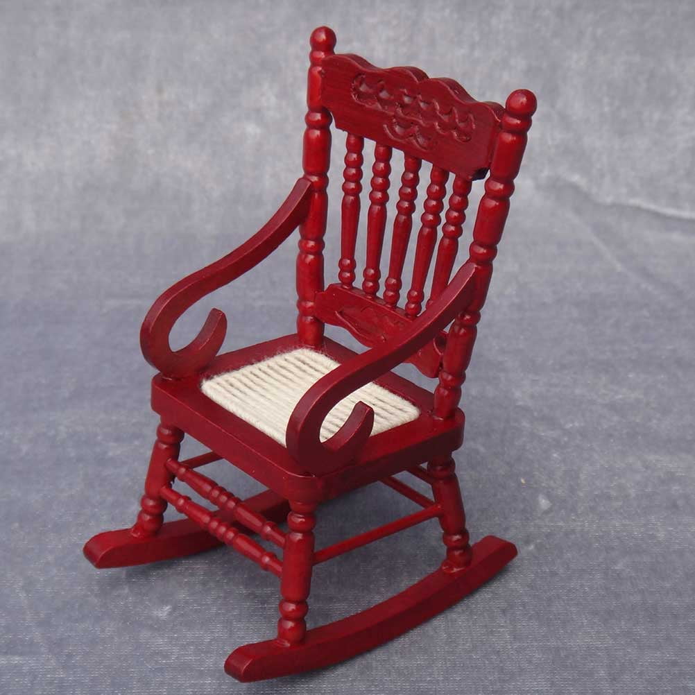 HEMOTON Brown Plastic Miniature Rocking Chair for 1:12 Scale Mini House ...