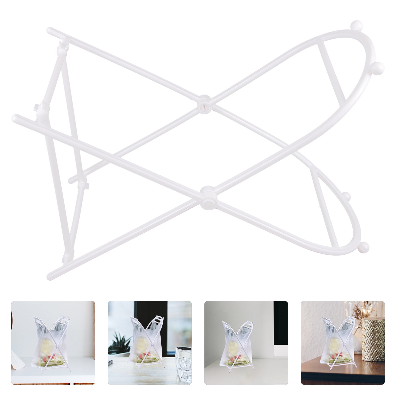 HEMOTON Cabinet Trash Bag Rack Garbage Bags Kitchen Grocery Large White ...