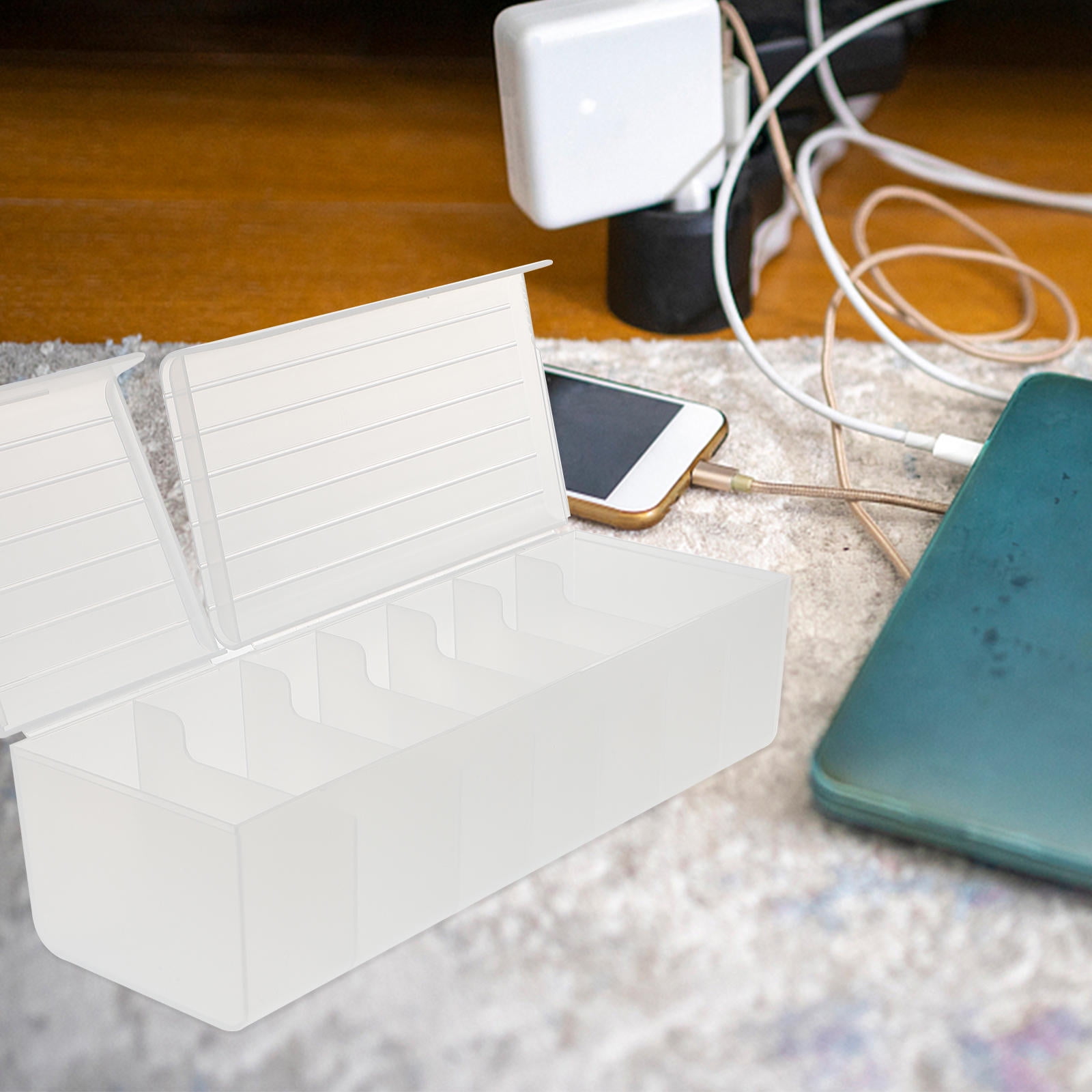 HEMOTON Cable Management Box 7-slot Cable Storage Box Cord Organizer ...