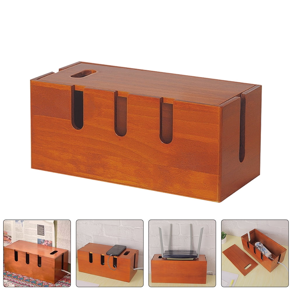 HEMOTON Cable Management Box Cable Organizer Box to Hide Wires Wooden ...