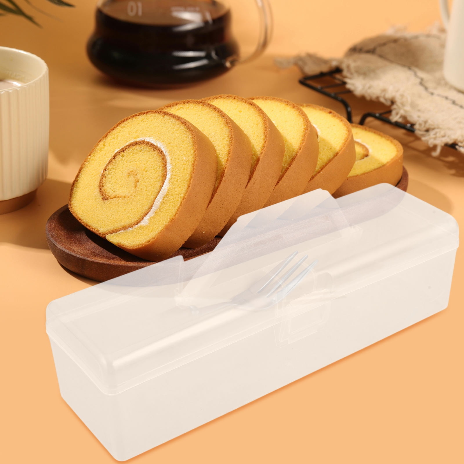 HEMOTON Cake Storage Container with Lid and Handle Roll Cake Carrier ...