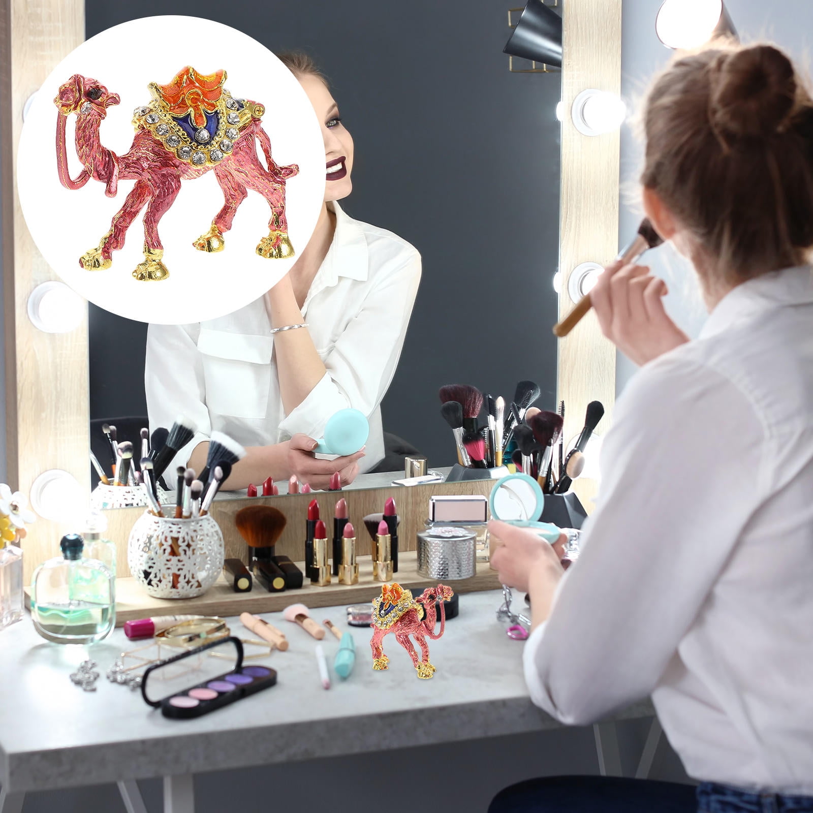 HEMOTON Camel Figurines Camel Shaped Trinket Box Hinged Camel Statues ...