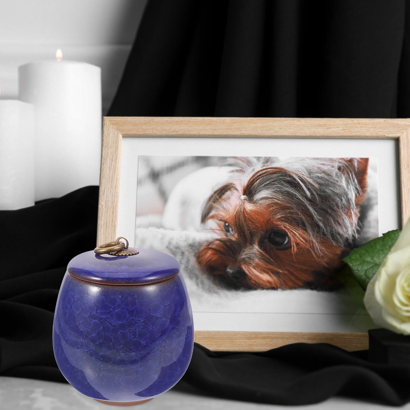 HEMOTON Ceramic Pets Urn Cinerary Casket Memorial Cremated Jar Small ...