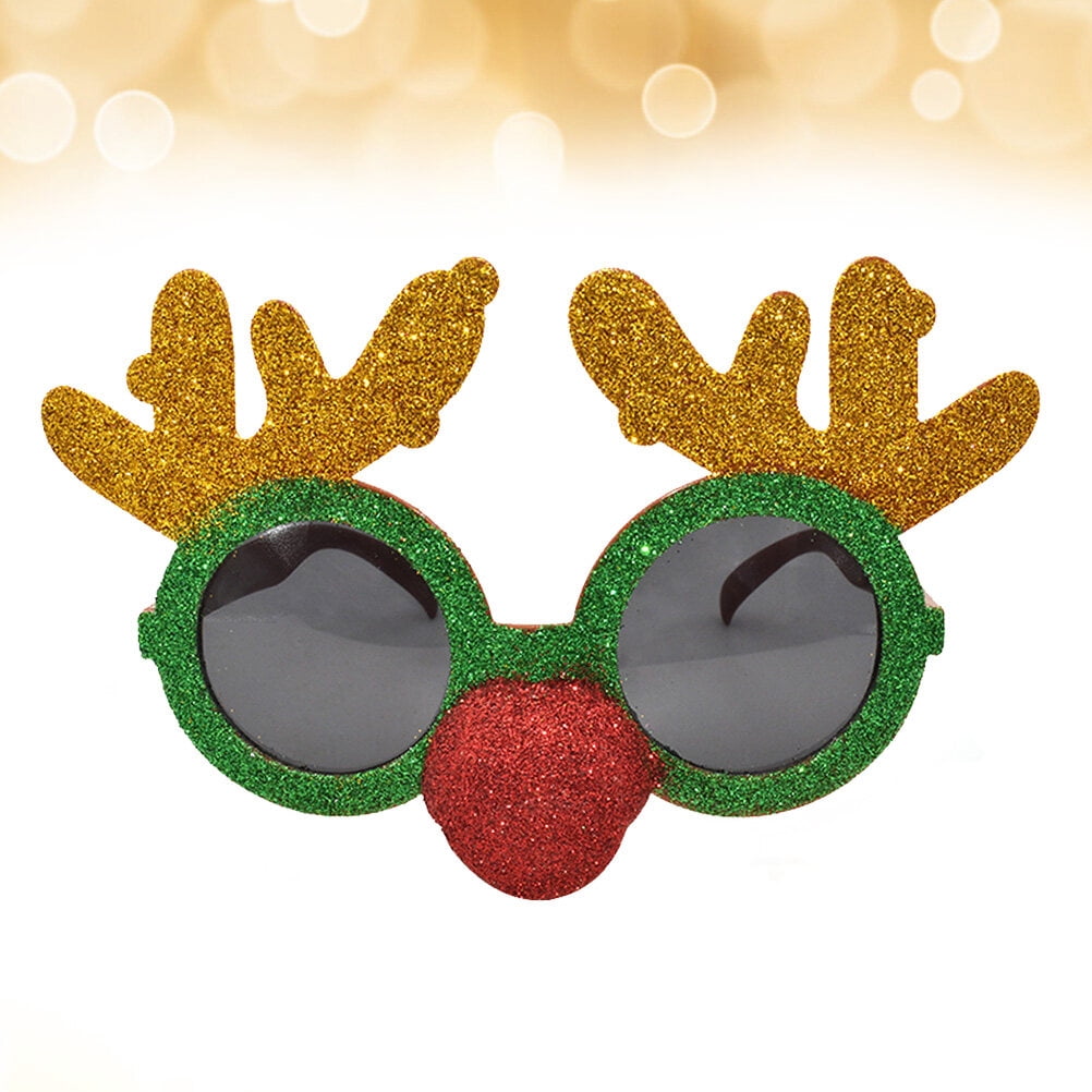 HEMOTON Child Christmas Glasses Frame Glitter Reindeer Antlers Red Nose ...