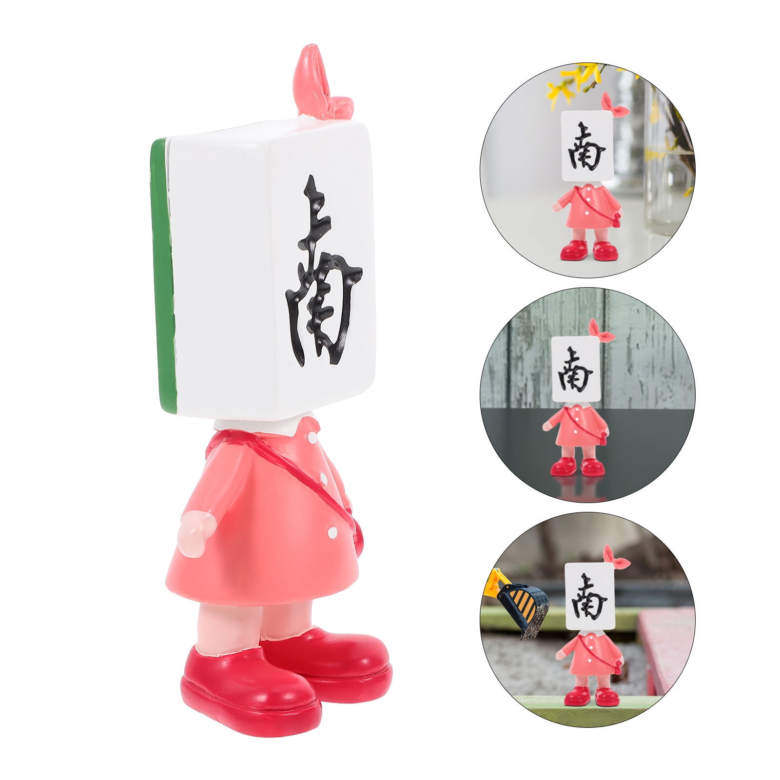 HEMOTON Chinese Mahjong Figurine Resin Mahjong Doll Desktop Bookshelf ...