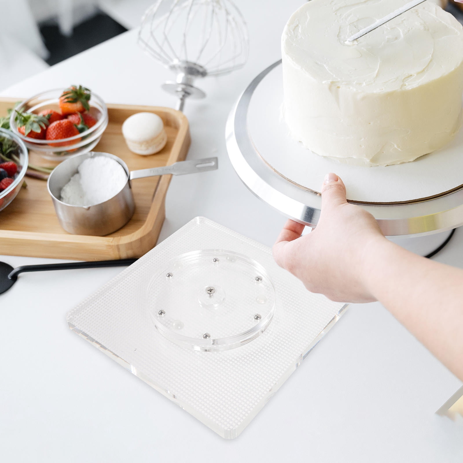 HEMOTON Clear Cookie Decorating Turntable Acrylic Rotating Cake ...