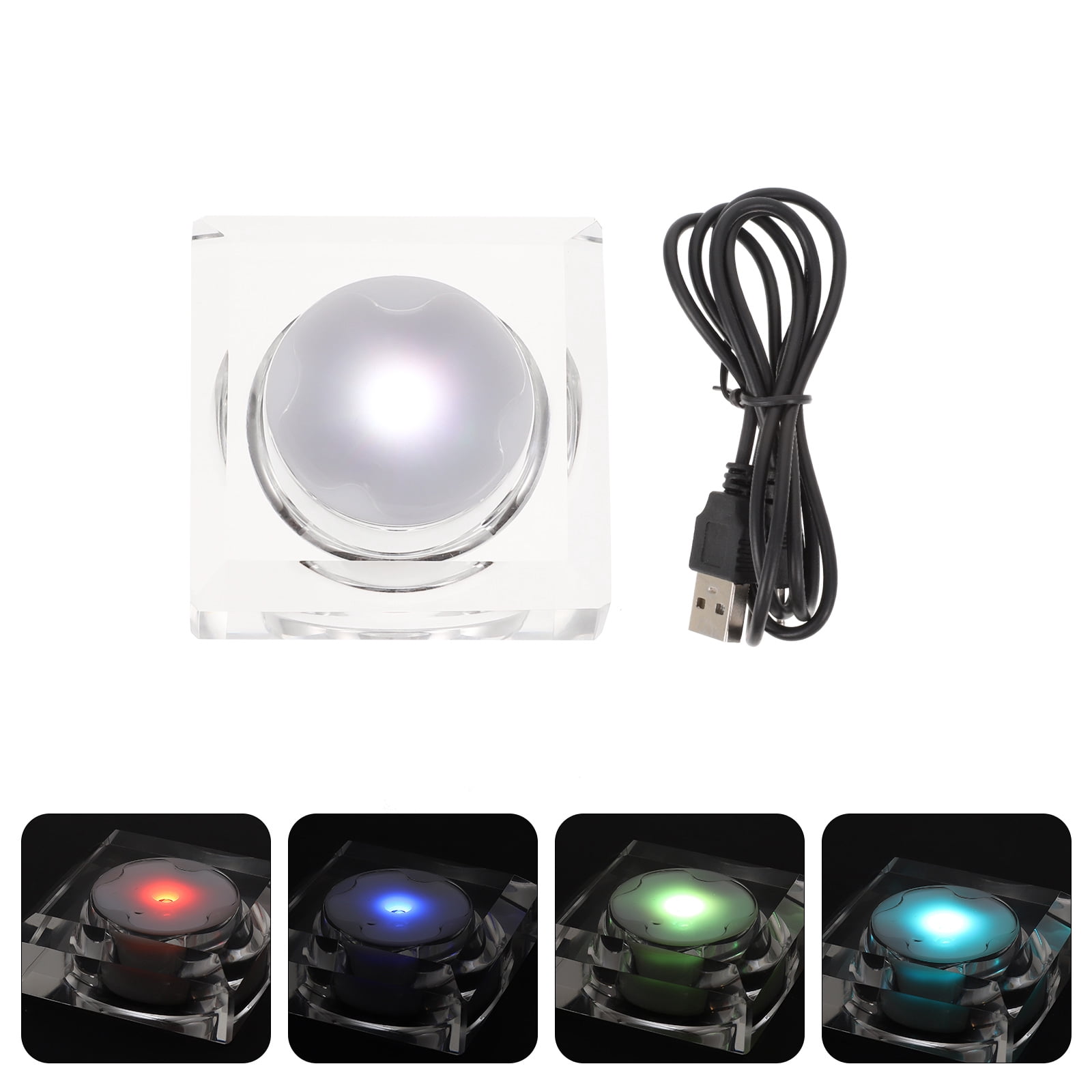 HEMOTON Clear Display Stand Table Lamp Holder Square LED Light Base ...