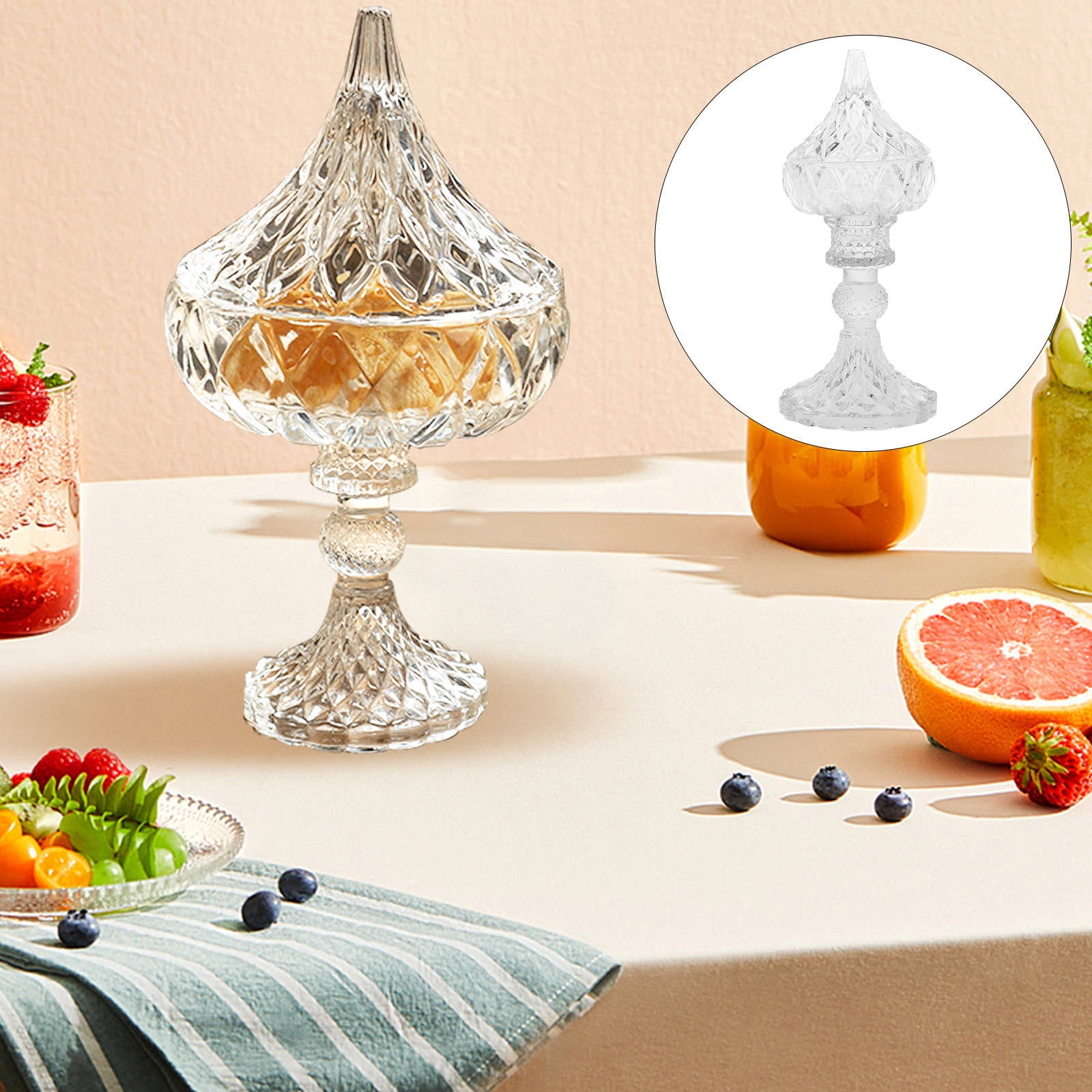 HEMOTON Clear Glass Jar Glass Jewelry Storage Jar Glass Candy Jar ...