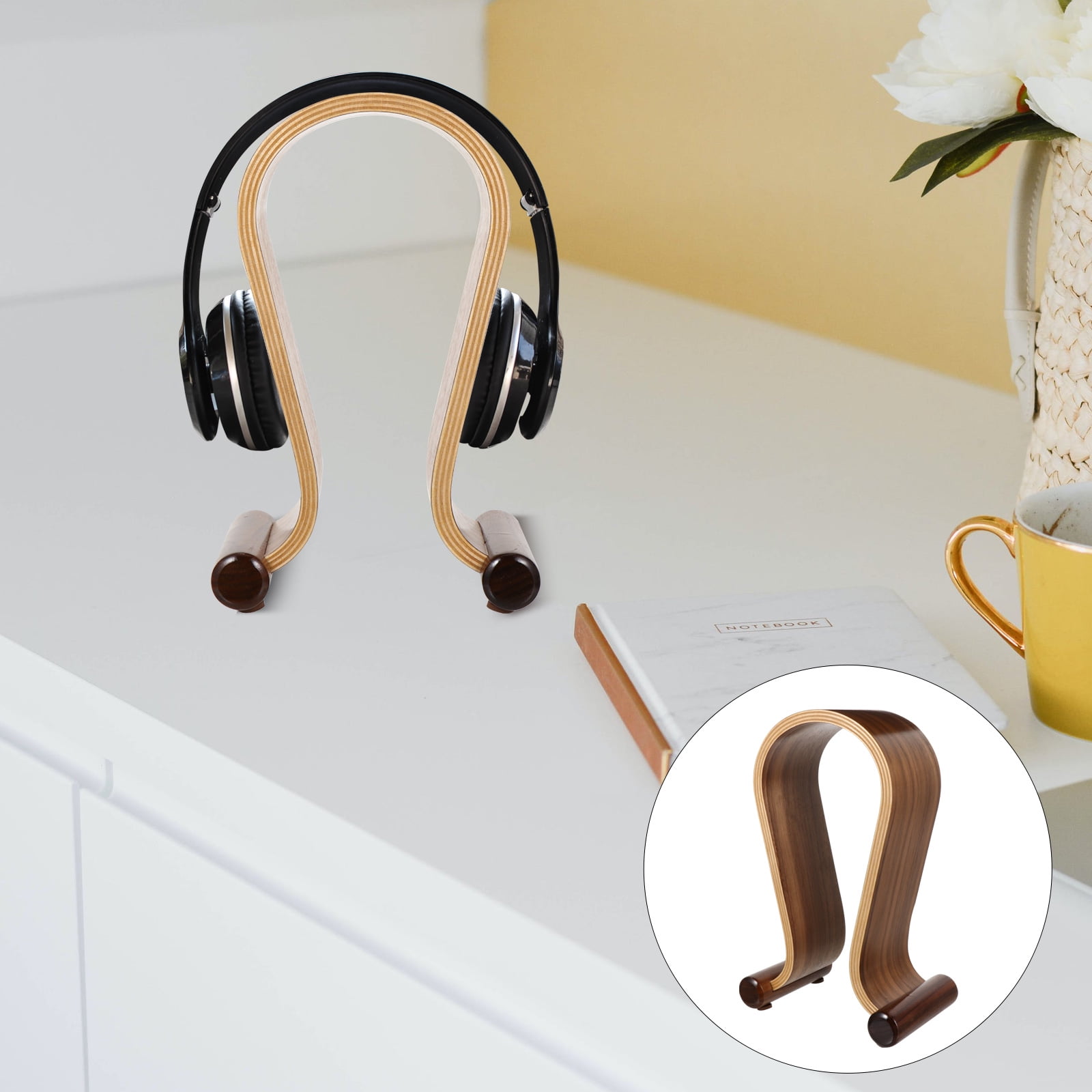 HEMOTON Coffee Plastic Headphone Stand for Over-Ear Hook Display Practical Desk Accessory 1 ...