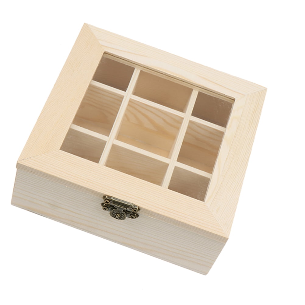 HEMOTON Coffee Storage Box Organizer Wooden Tea Box with 9-Compartment ...