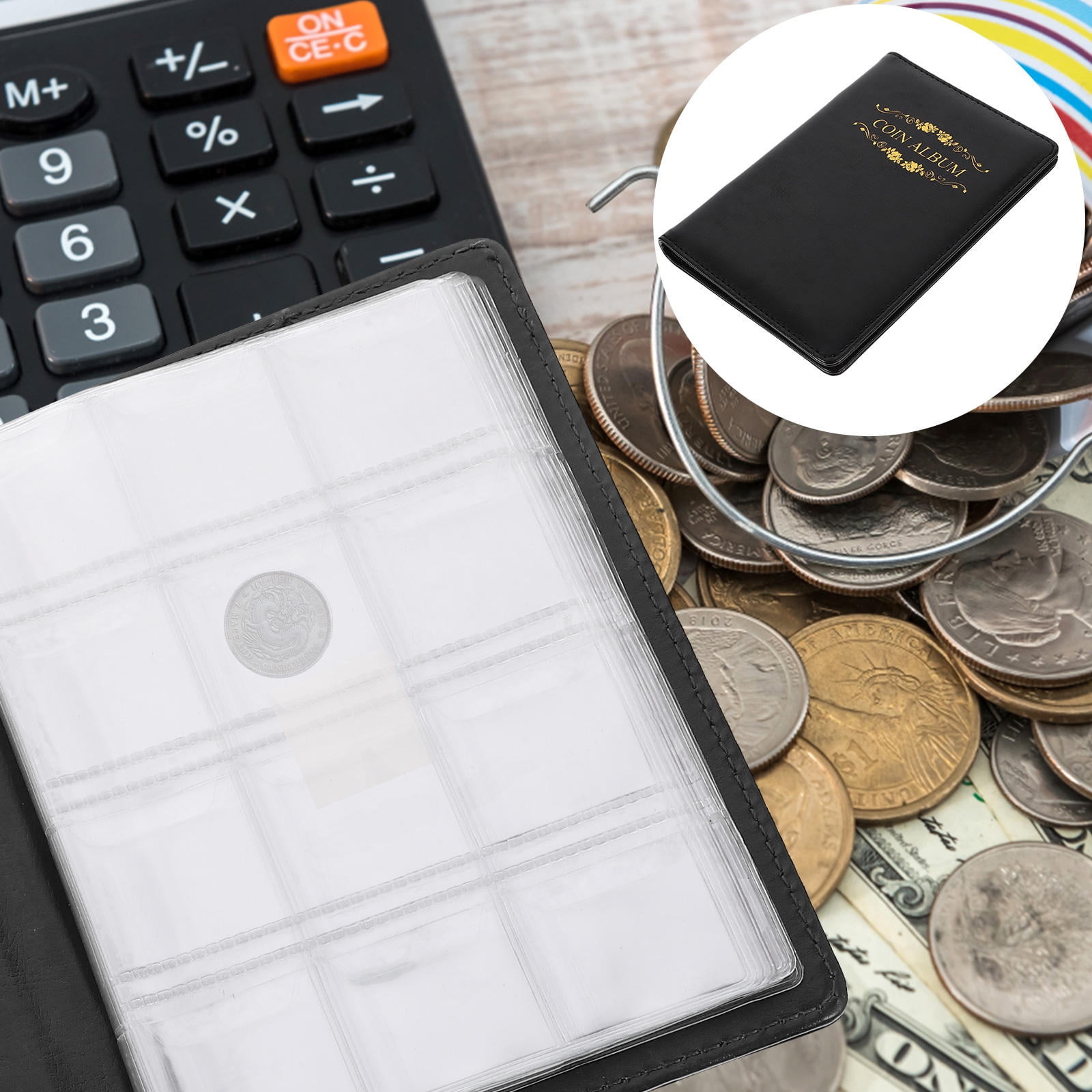 HEMOTON Coin Display Case Holder Collection Book Commemorative Rose ...