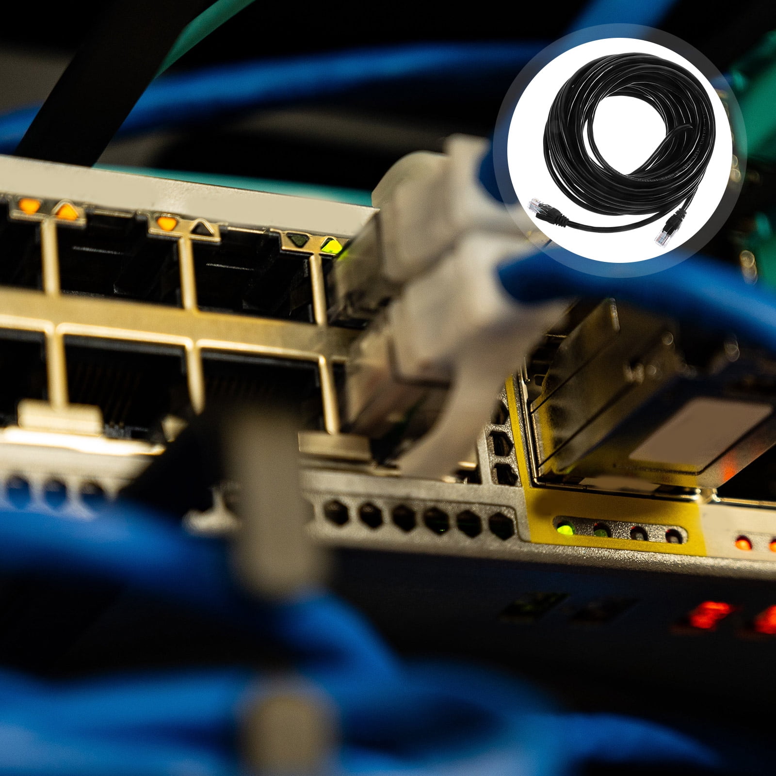 HEMOTON Computer Parts Ethernet Cable Network White Cat6 Patch Black ...