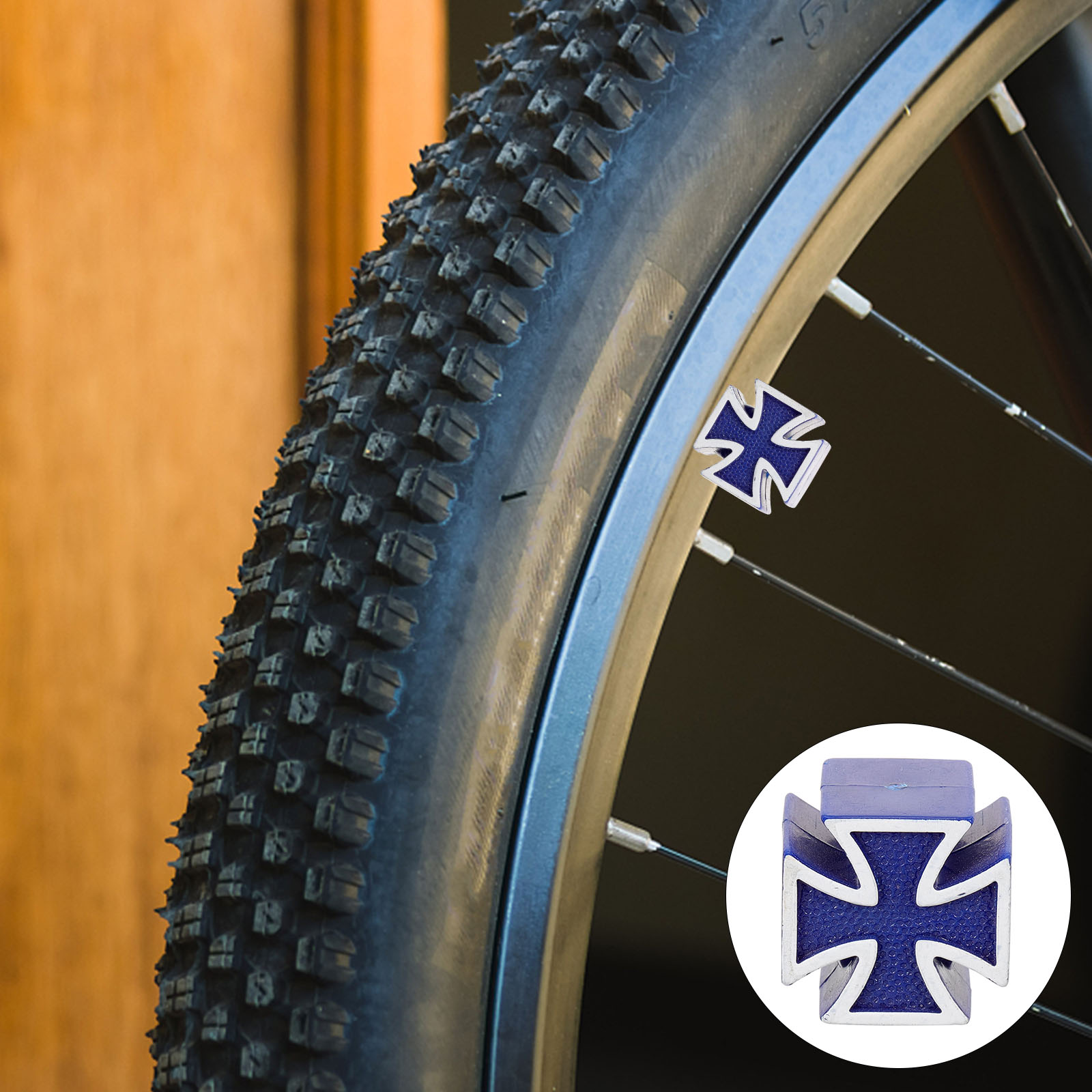 HEMOTON Cross Shaped Valve Stem Caps for Bike Tire Blue Color Prevent Dust and Air Leakage 6 ...