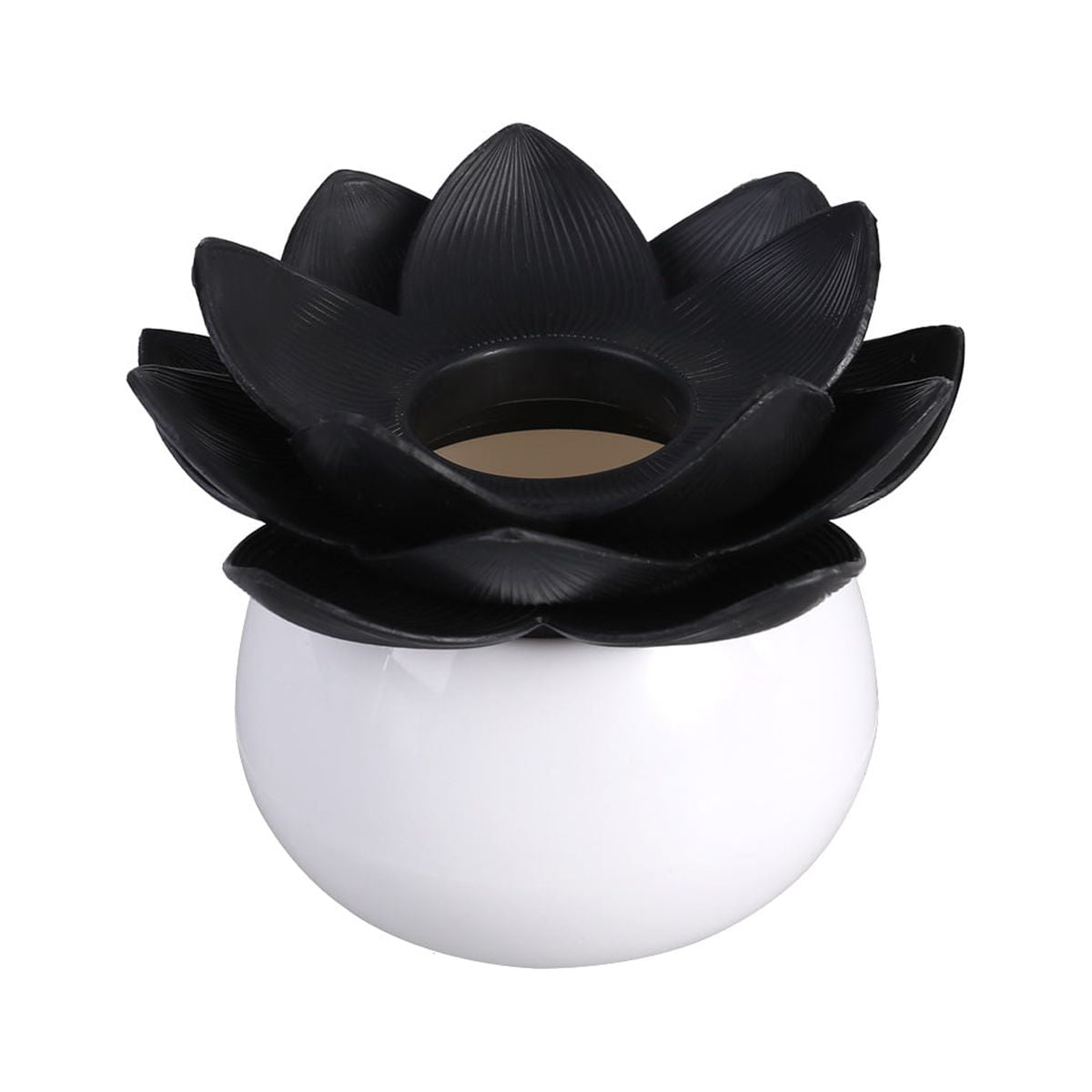 HEMOTON Cute Lotus Shaped Toothpick Holder Black ABS and TPE for Storage Use on Tea Table 4.5 ...