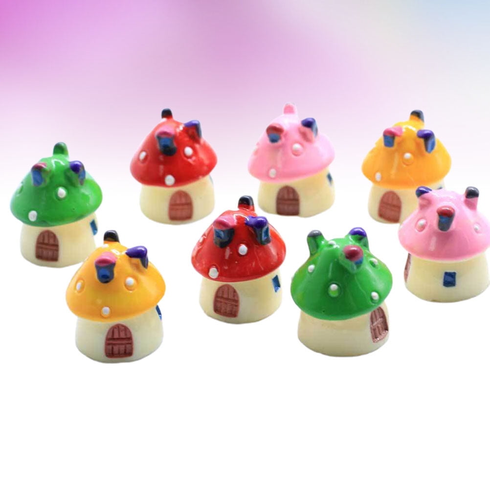 HEMOTON Cute Mushroom House Desktop Decor Resin Craft for Mini Garden ...