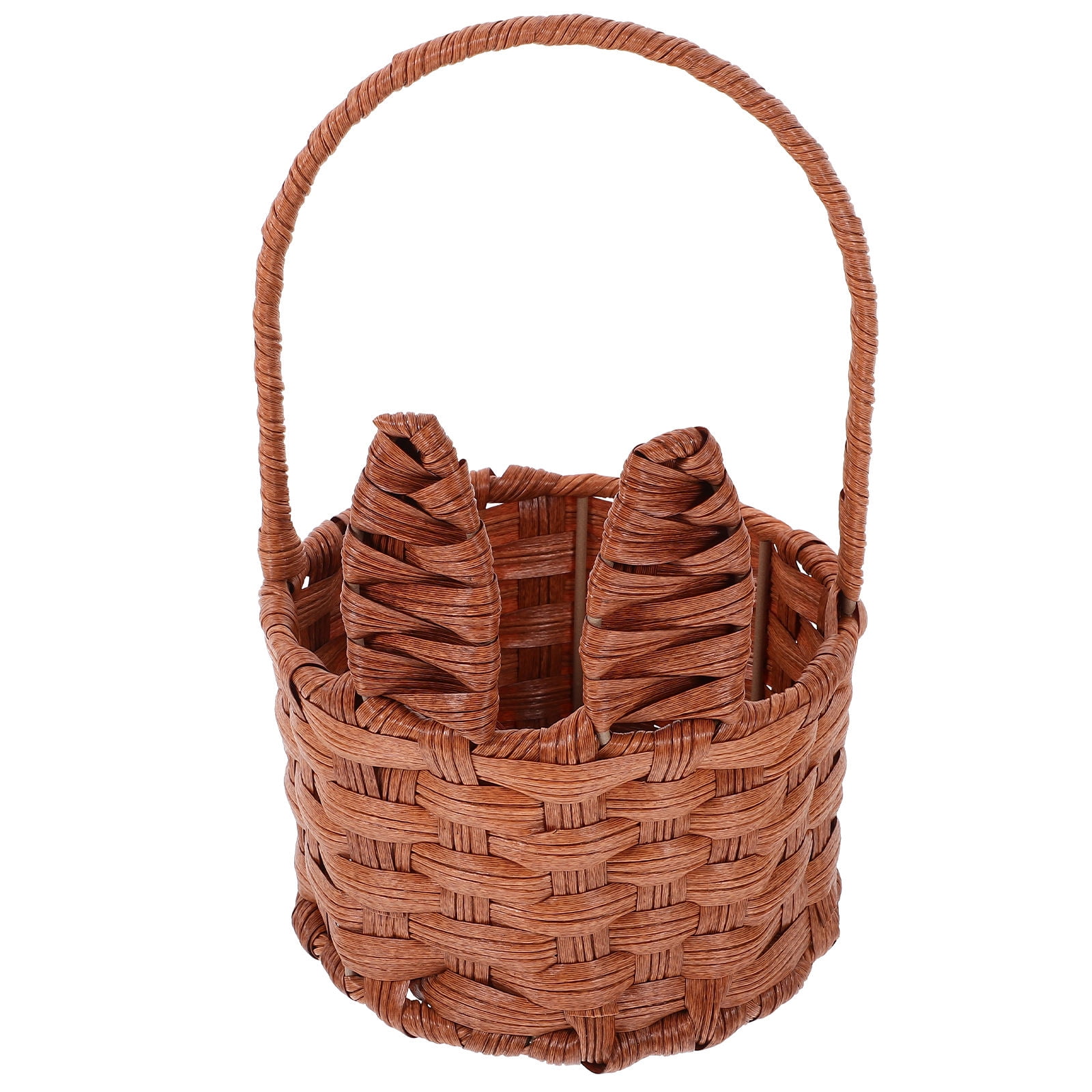 HEMOTON Cute Wicker Basket Rattan Rabbit Ear Basket 24.00X15.50X15.50CM ...