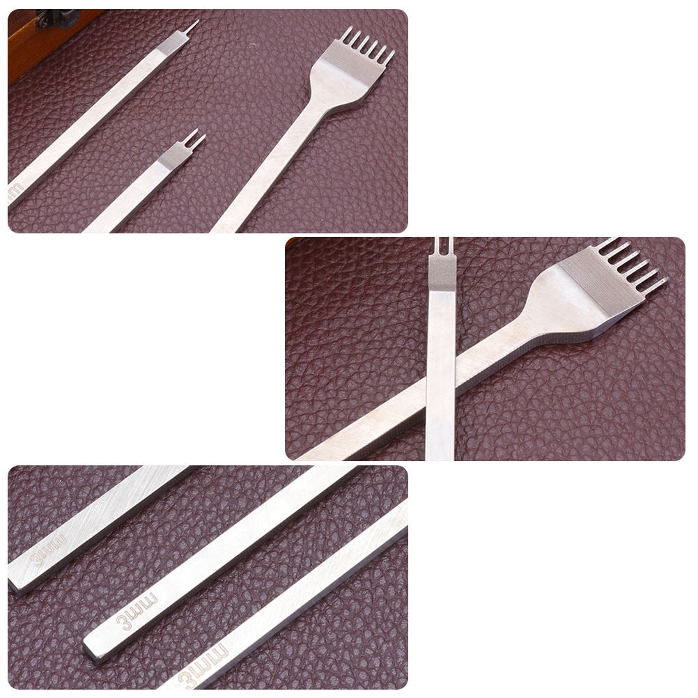 HEMOTON DIY Prong Round Hole Chisel Leather Craft Tool for Punching Kit ...