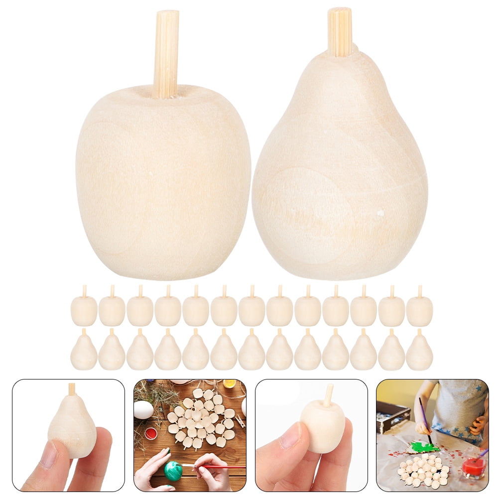 HEMOTON DIY Unpainted Wooden Fruit Crafts for Decor Khaki Color Kids Painting Models Wood ...