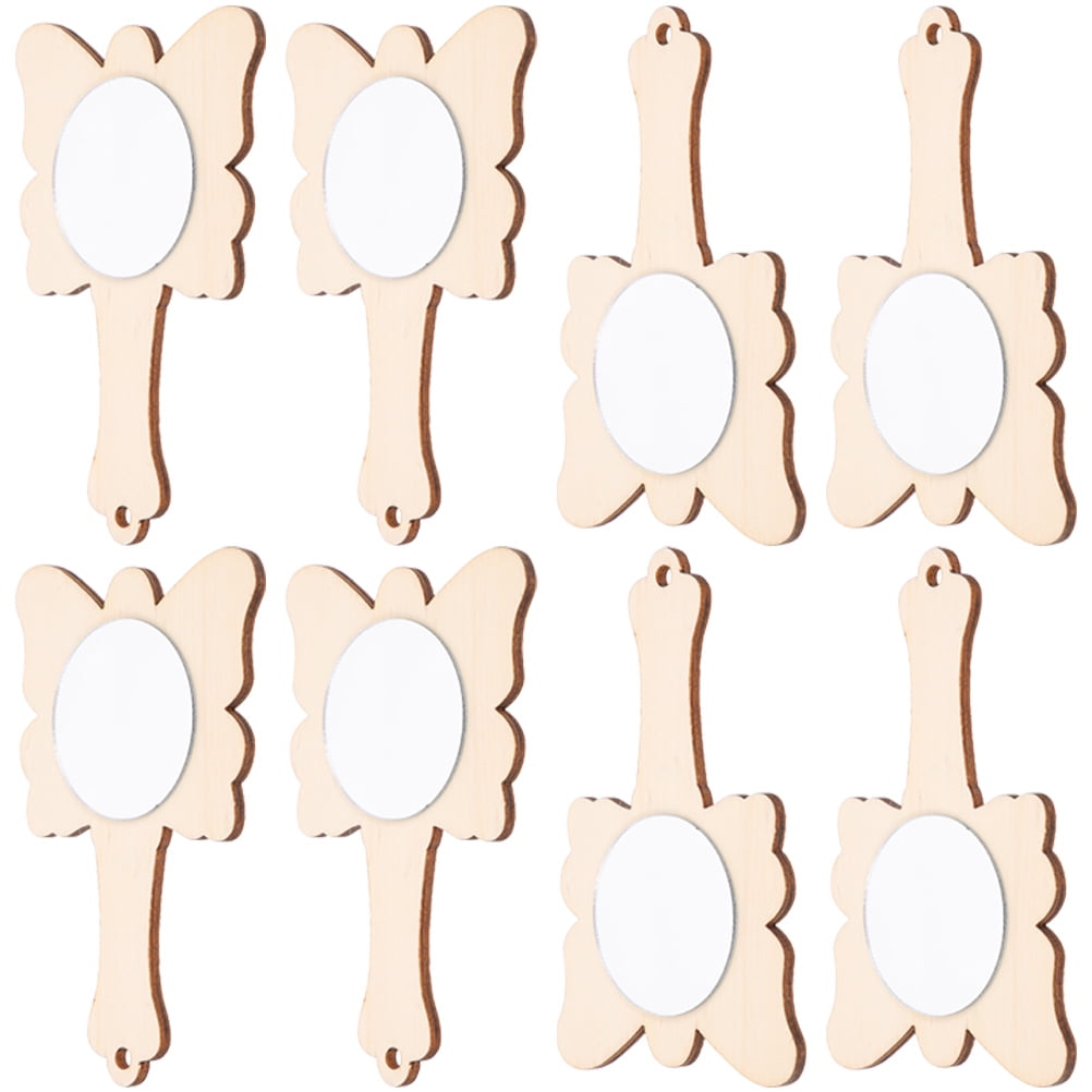 EXHUMKY Butterfly Shape Wood Mirror Light Yellow 8Pcs 5.3X3.3X0.2In ...