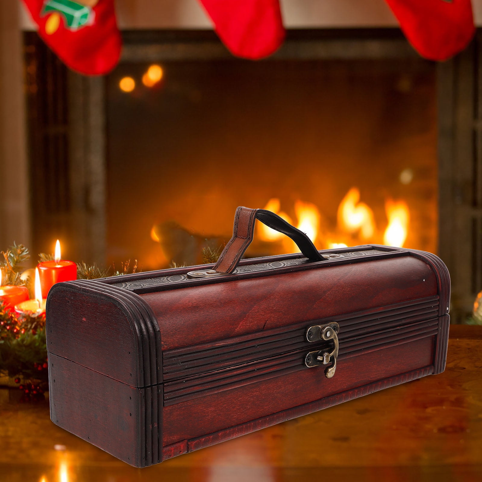 HEMOTON Dark Red Wine Storage Box for Bottles Hand Polished Smooth ...