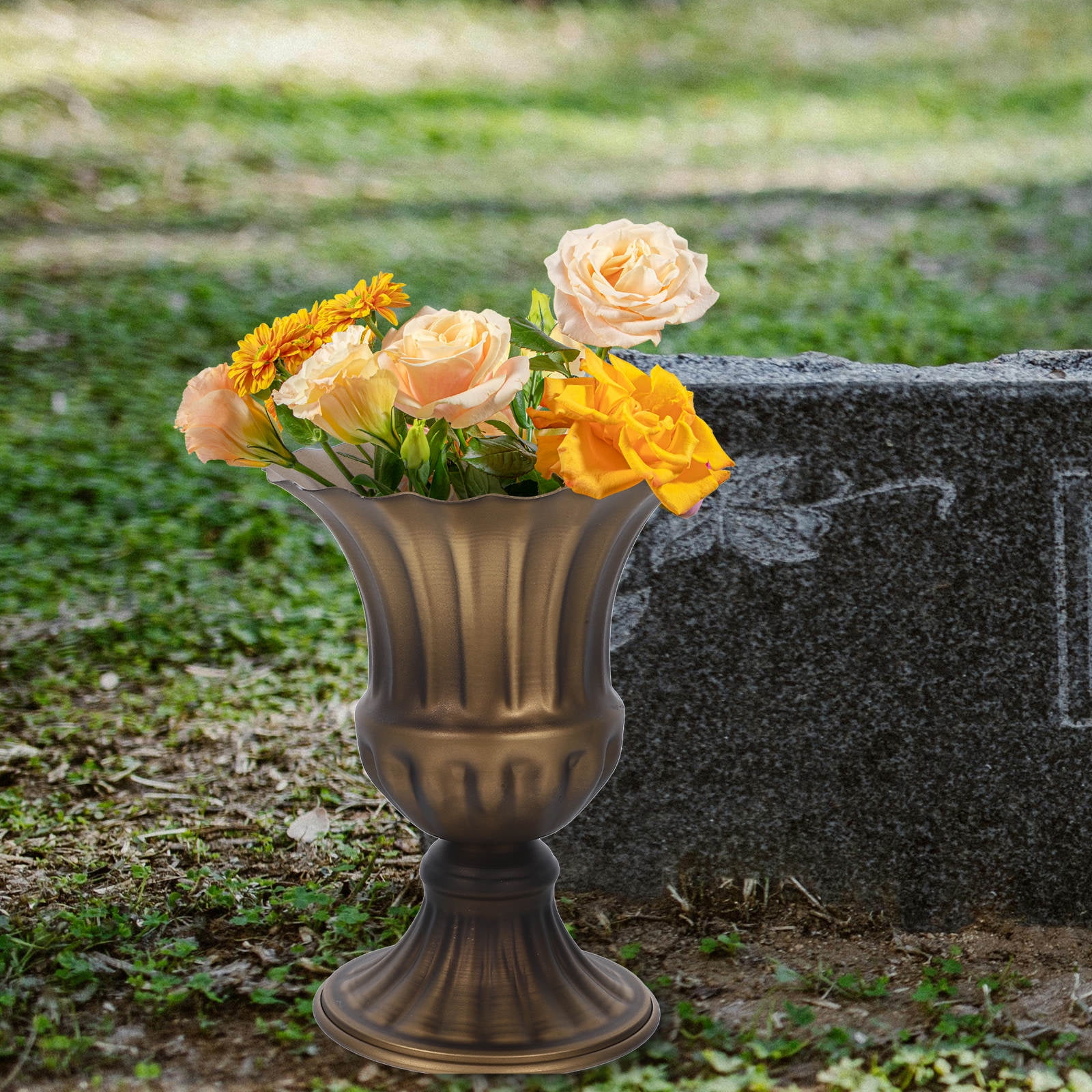 HEMOTON Decorative Metal Trumpet Vase for Flower Arrangements Antique ...