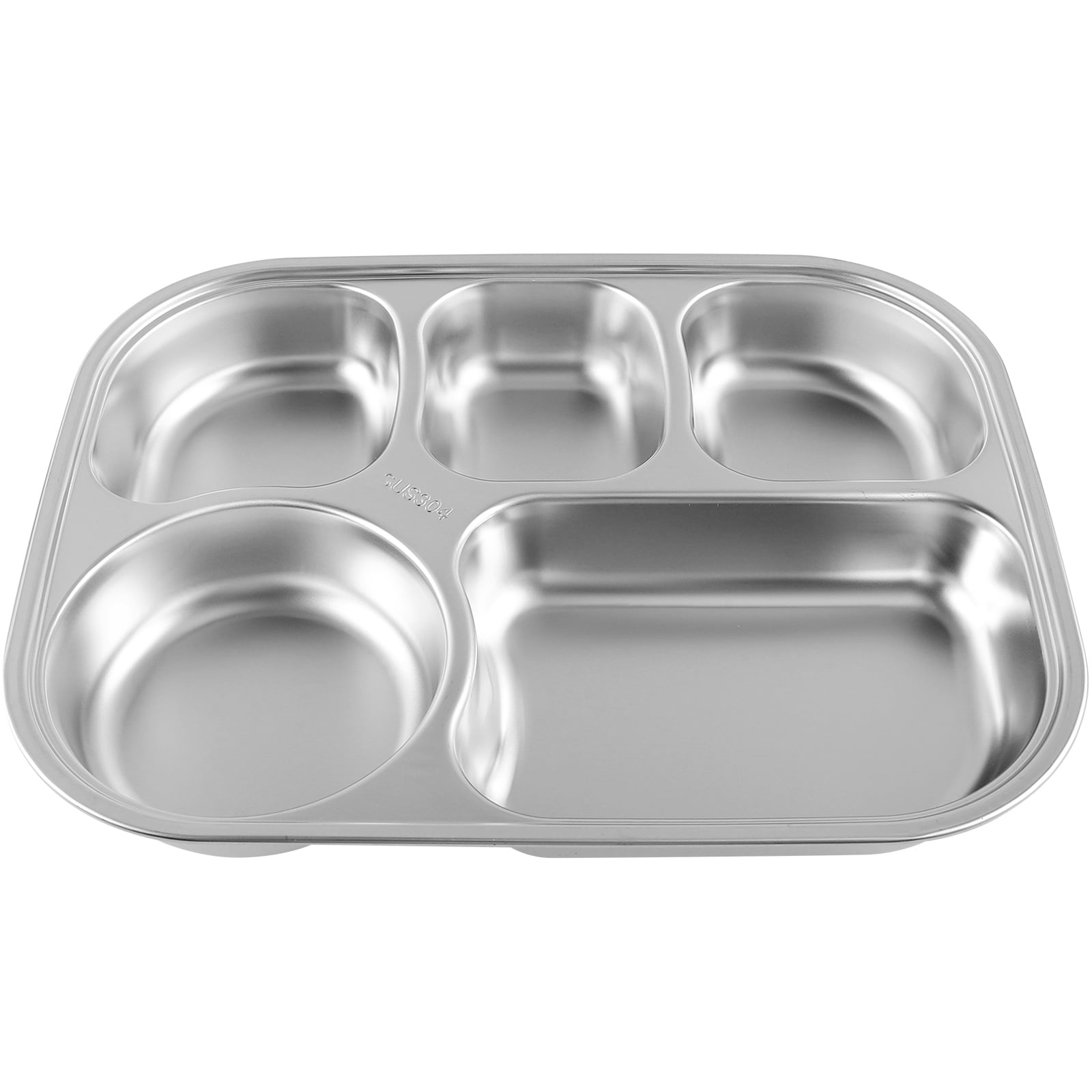 HEMOTON Divided 不锈钢快餐盘 School Canteen Food Plate Practical Compartment ...