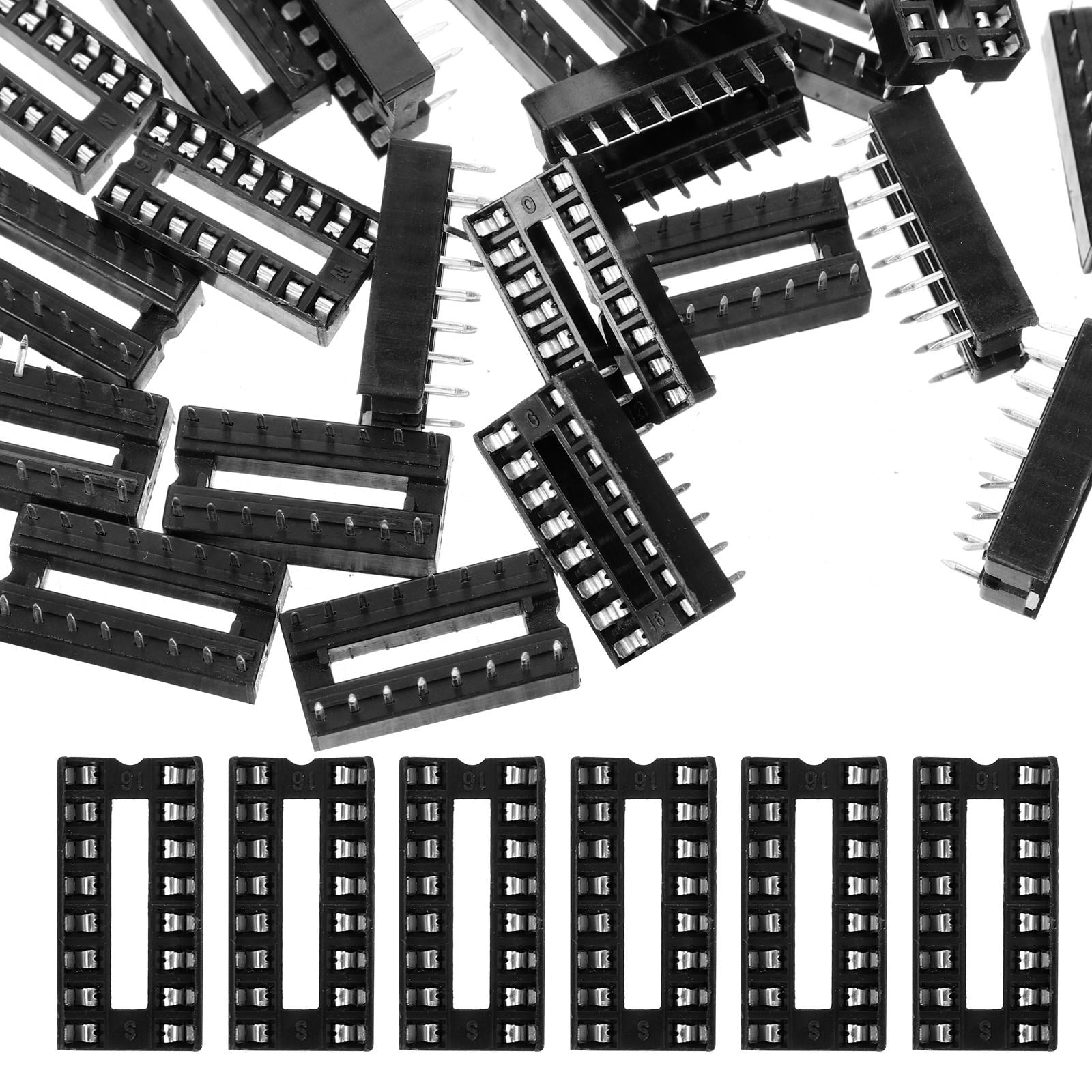 HEMOTON Dual Row DIP IC Sockets for Computer Black PBT Material 16pin ...