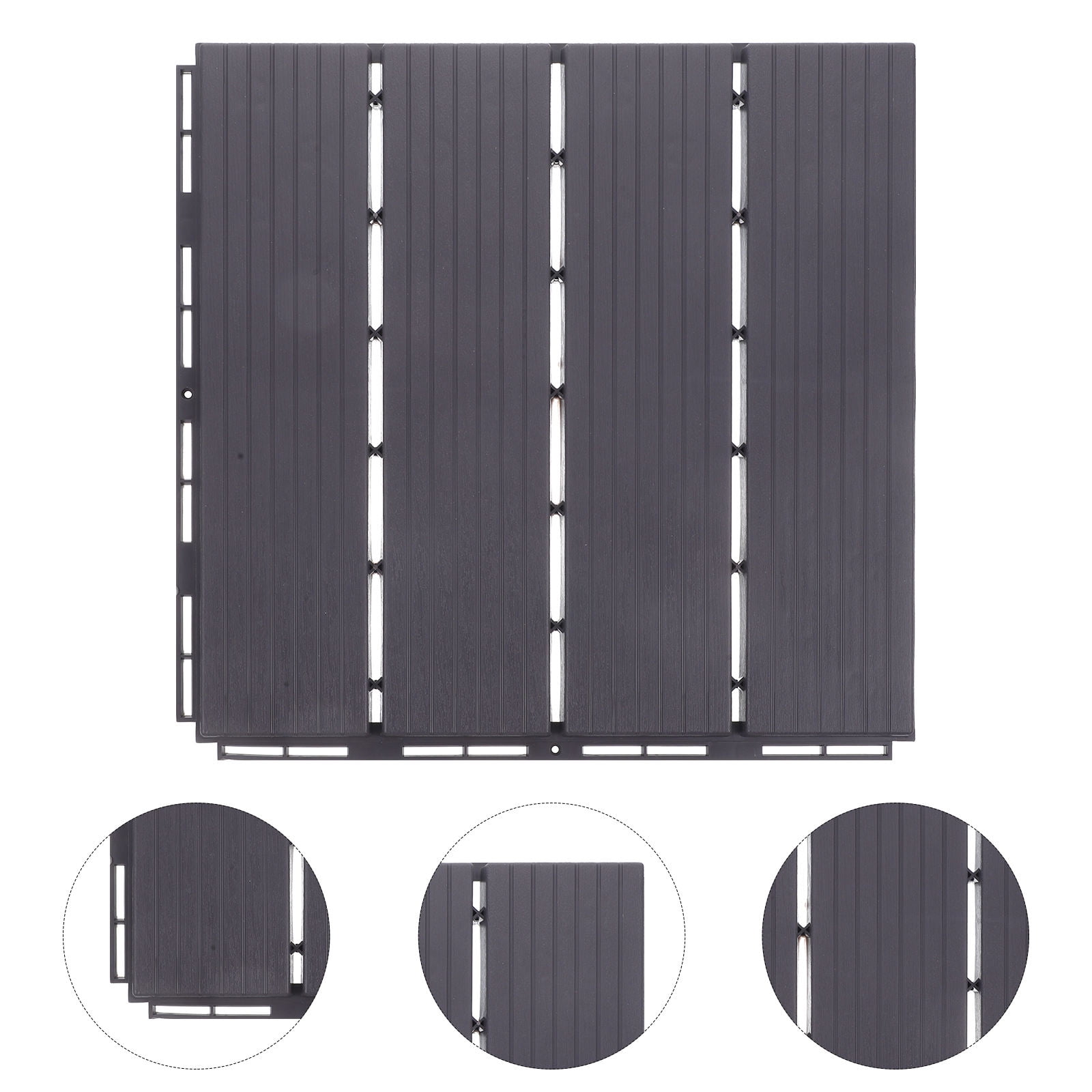 HEMOTON Durable Grey Plastic Interlocking Deck Tile Waterproof Outdoor ...