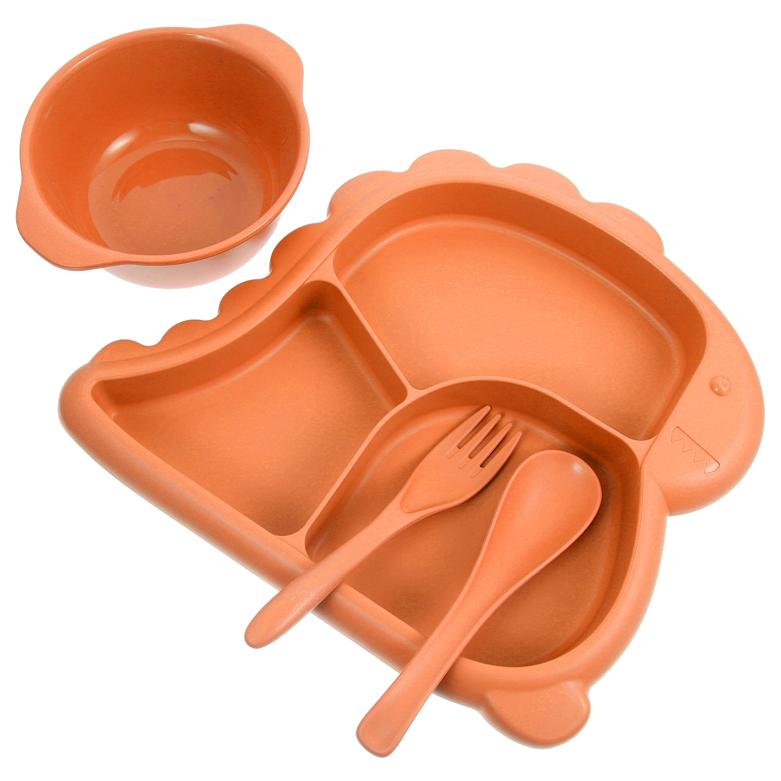 HEMOTON Durable Orange Toddler Divided Plate and Bowl Set for Kids with ...