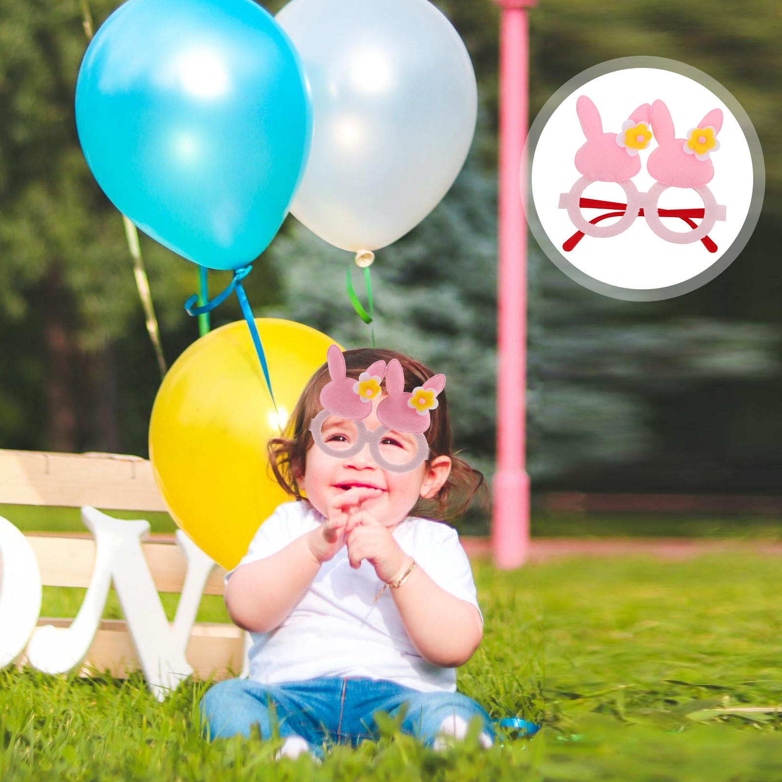 HEMOTON Easter Bunny Glasses Frames For Kids Adults Pink Rabbit Eyewear ...