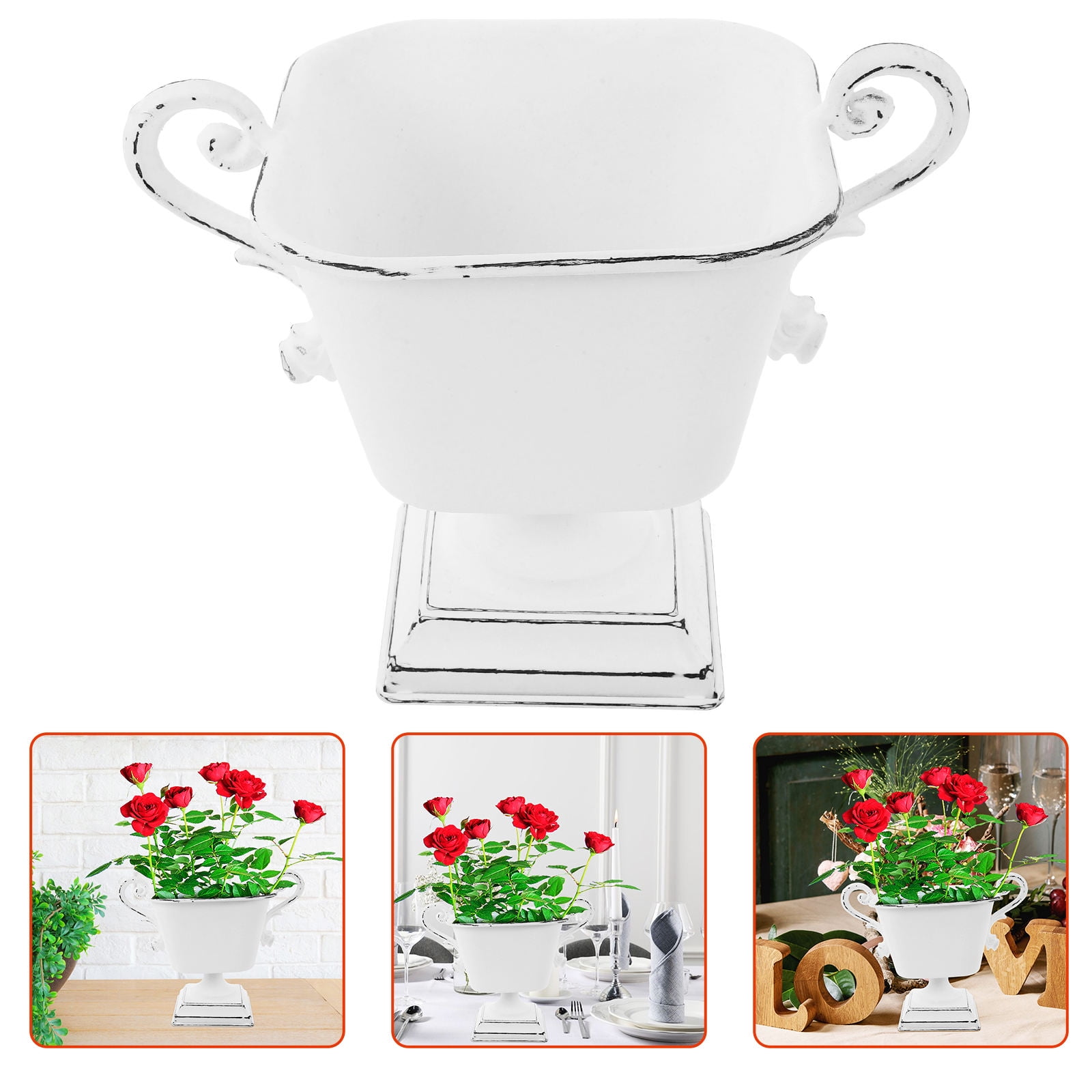HEMOTON Wedding Centerpiece Vase 1 Set Metal Flower Pot Pedestal ...
