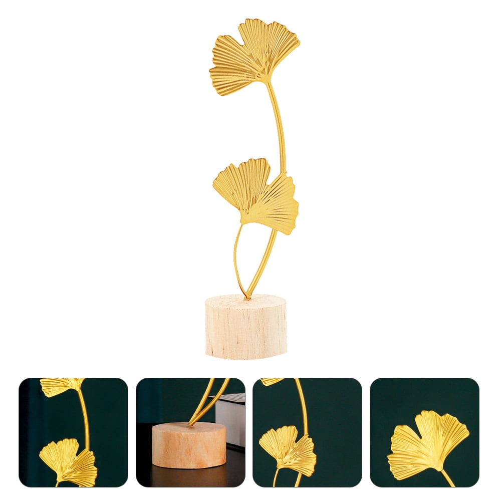 HEMOTON Exquisite Ginkgo Leaf Model with Golden Metal Craft for Home ...