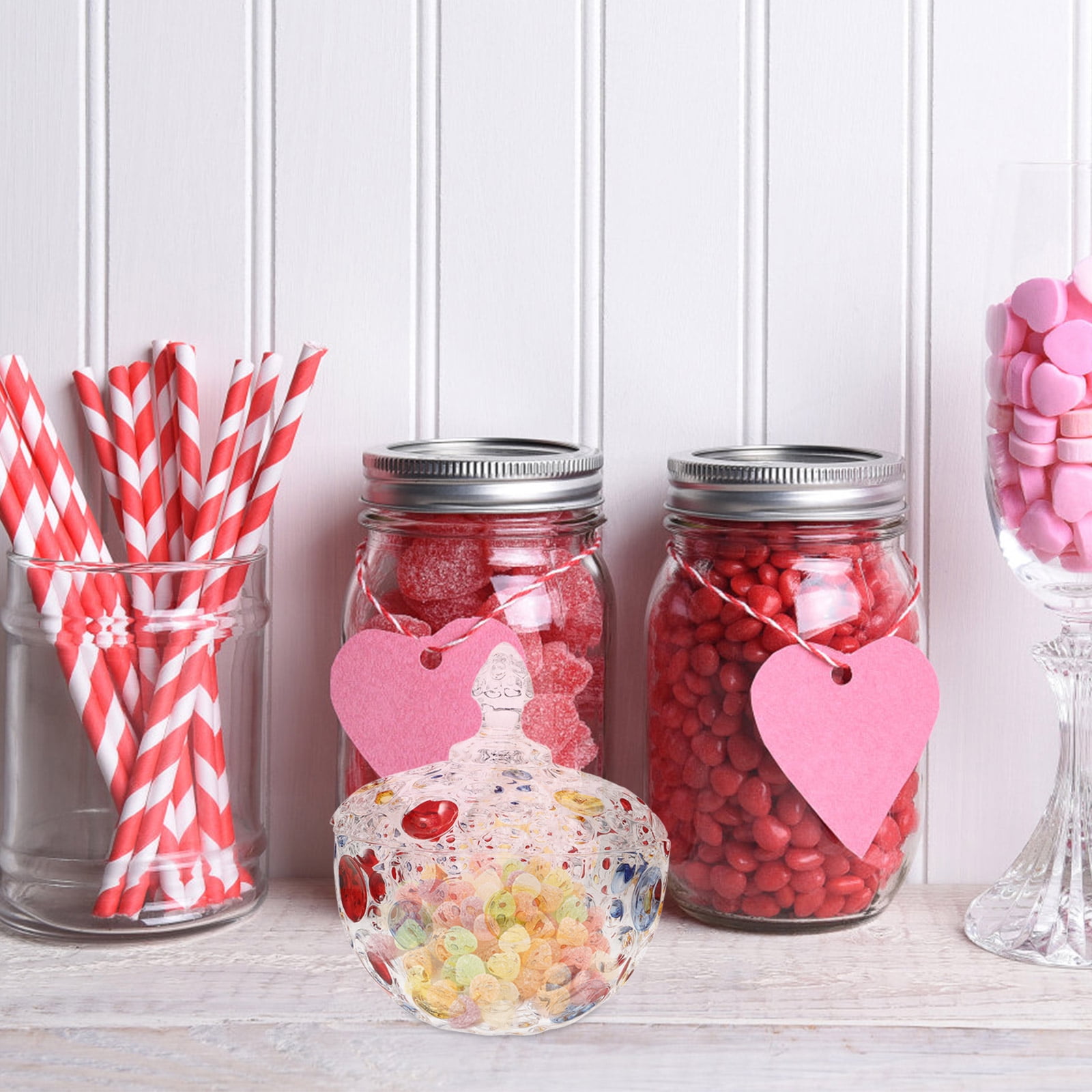 HEMOTON Exquisite Glass Candy Dish with Lid Glass Food Storage ...