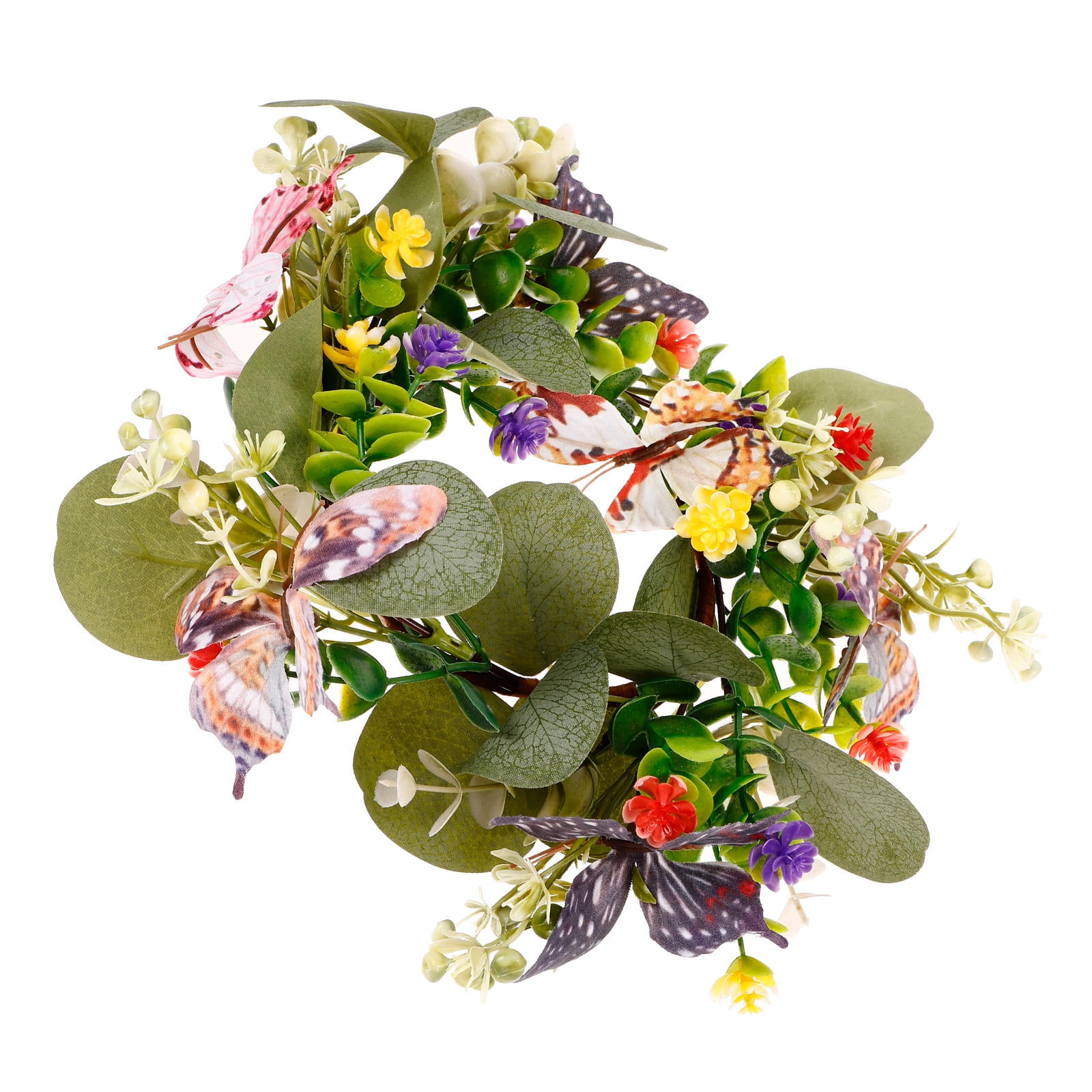 HEMOTON Exquisite Plastic Flower Wreath with Eucalyptus and Butterfly ...