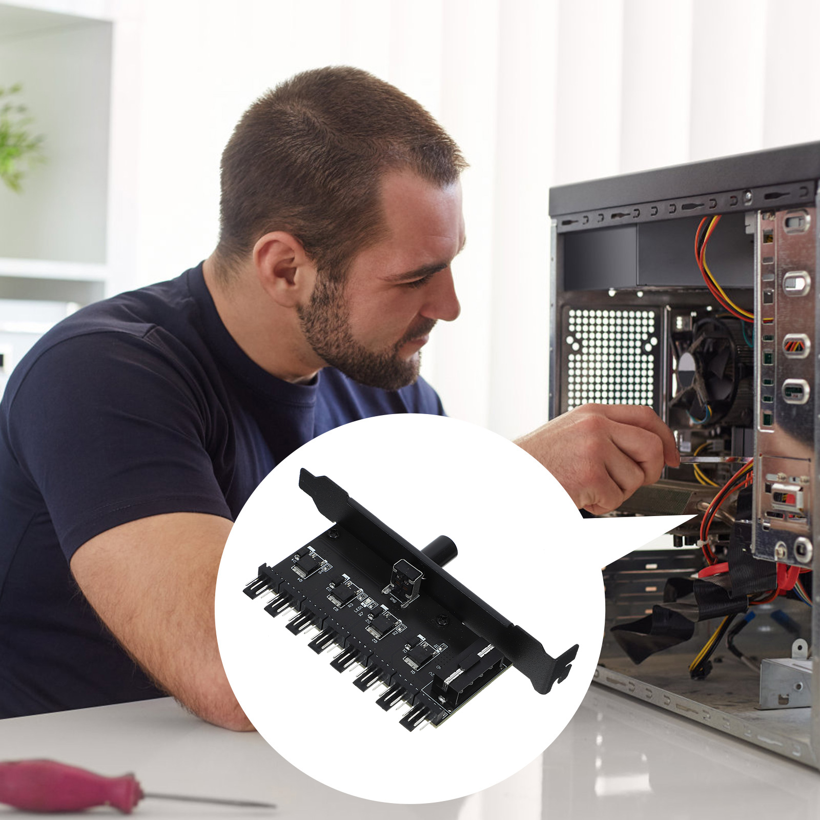 HEMOTON Fan Hub Replacement Fan Controller PC Computer Case Fan Hub ...