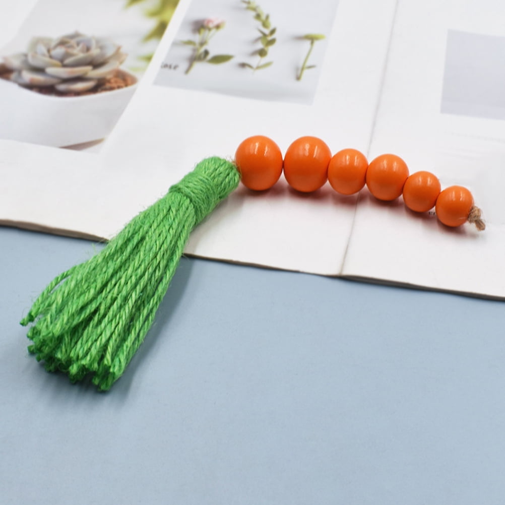 HEMOTON Farmhouse Bead Garland Rustic DIY Easter Wooden Bead String ...