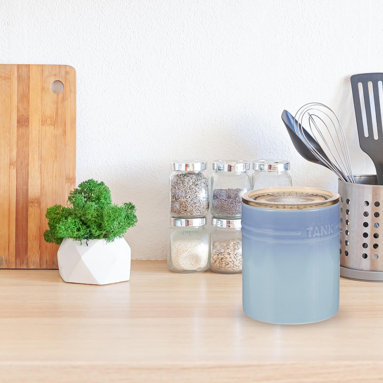 HEMOTON Farmhouse Ceramic Airtight Jar Countertop Container Office 10 ...