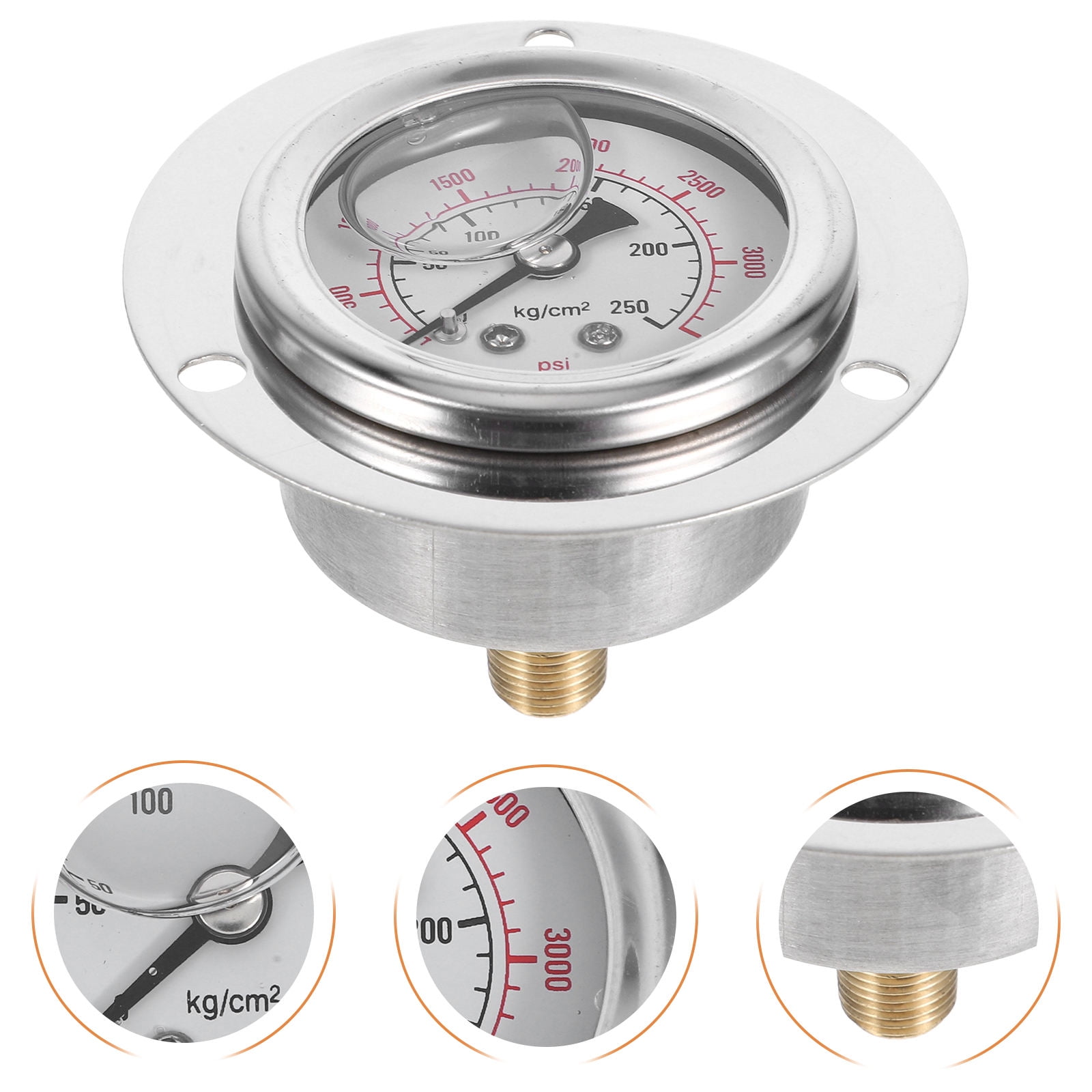HEMOTON Flanged Pressure Gauge Panel Mount Pressure Gauge Measuring ...