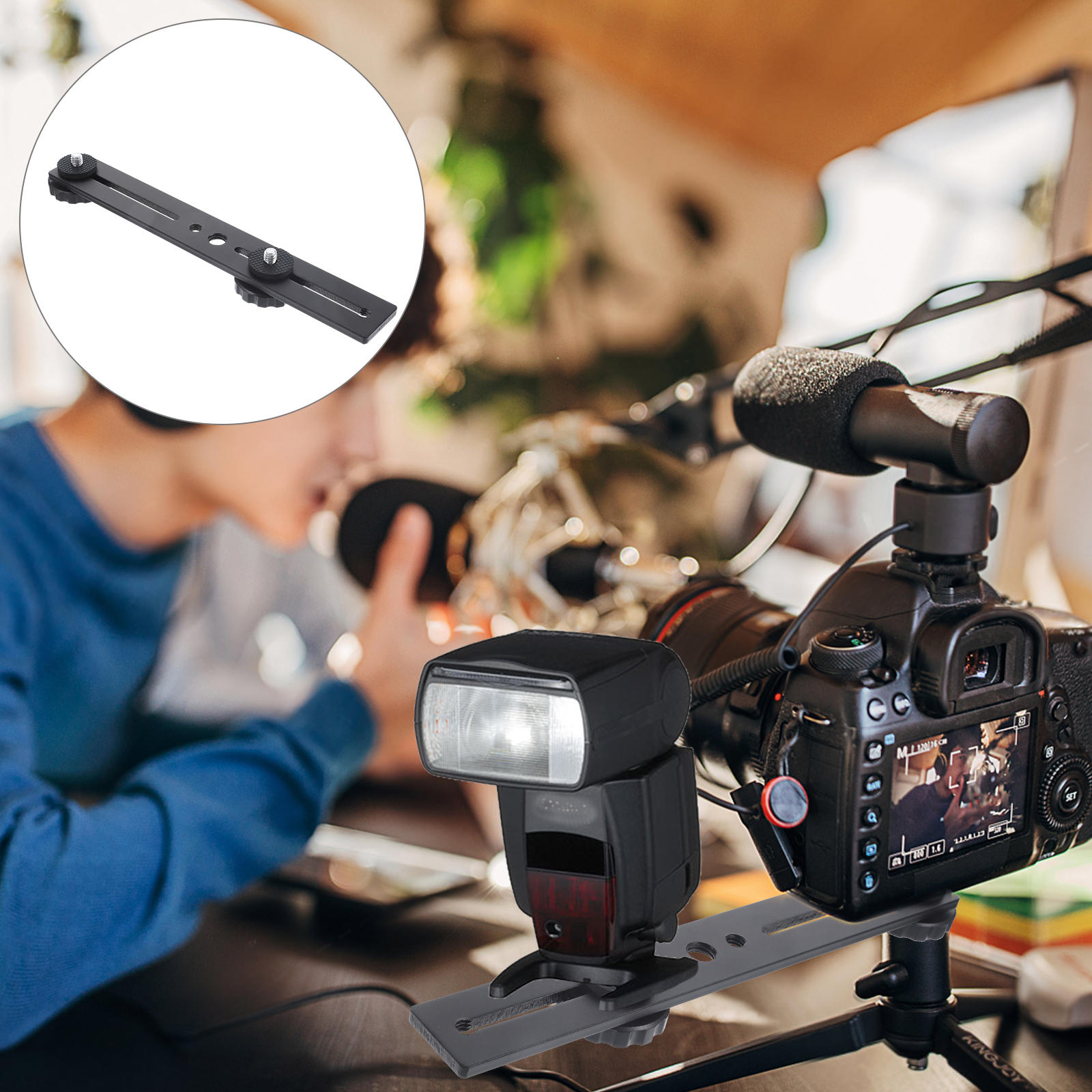HEMOTON Flash Bracket Tripod Holder Mounts Microphone Light Stand Black ...