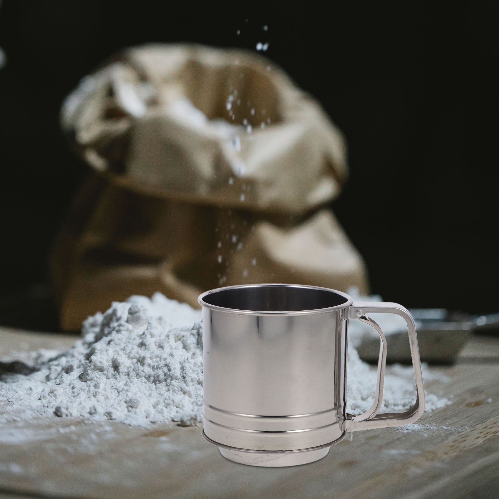 HEMOTON Flour Sieve Food Strainers Flour Strainer Hand Crank Flour ...