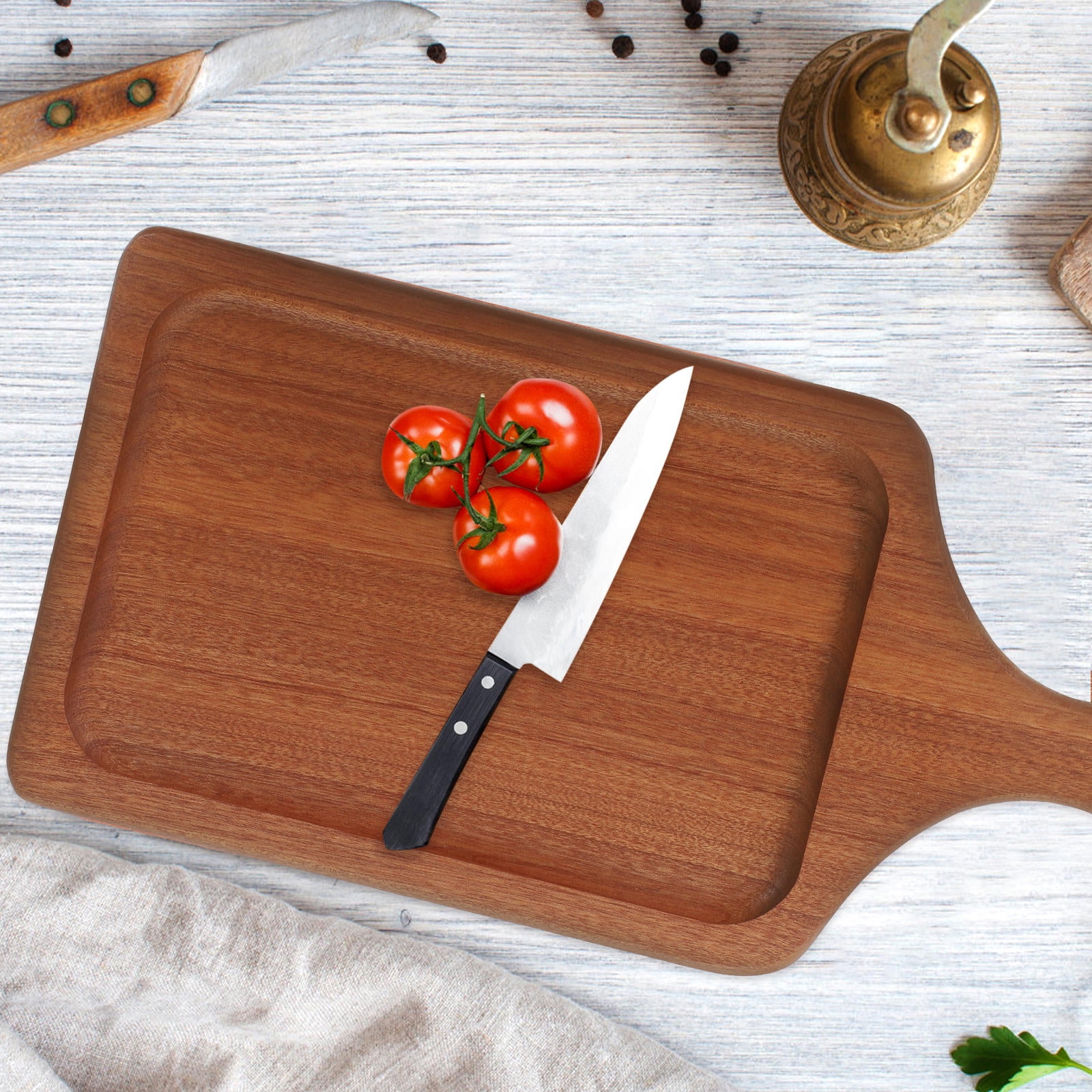 HEMOTON Food Wood Board Snack With Handle Pizza Tray Chopping Serving ...