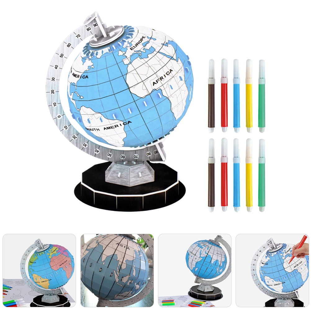 HEMOTON Kids Puzzle DIY 3D Globe Educational Puzzle for Kids Plaything ...