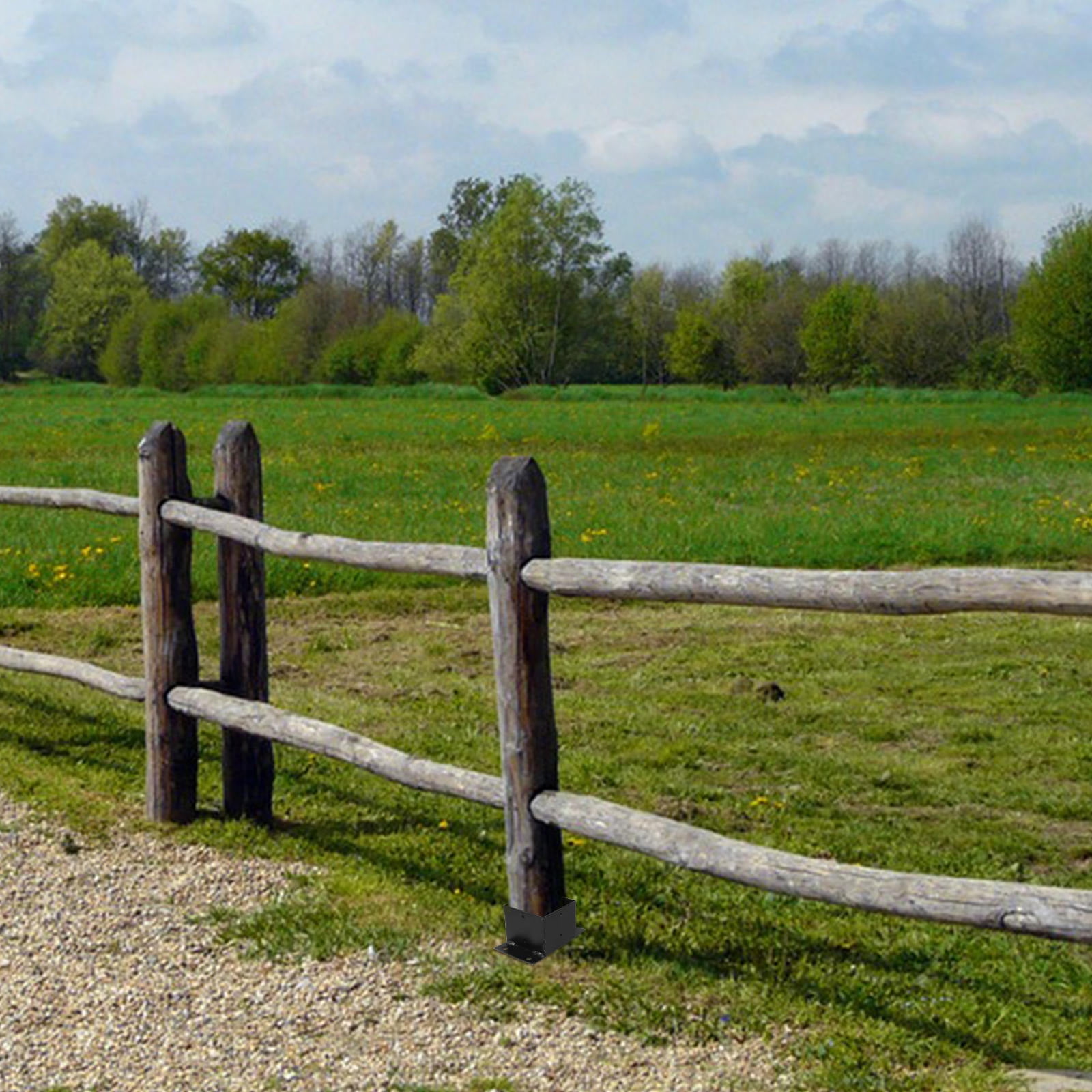 HEMOTON Galvanized Fence Post Base With Adjustable Column Protector ...