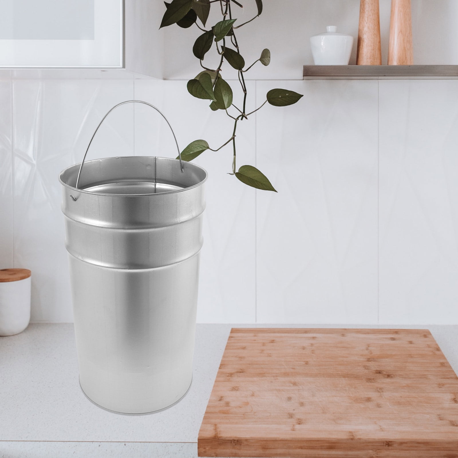 HEMOTON Galvanized Iron Bucket Trash Outdoor Kitchen Bin Can Inner ...