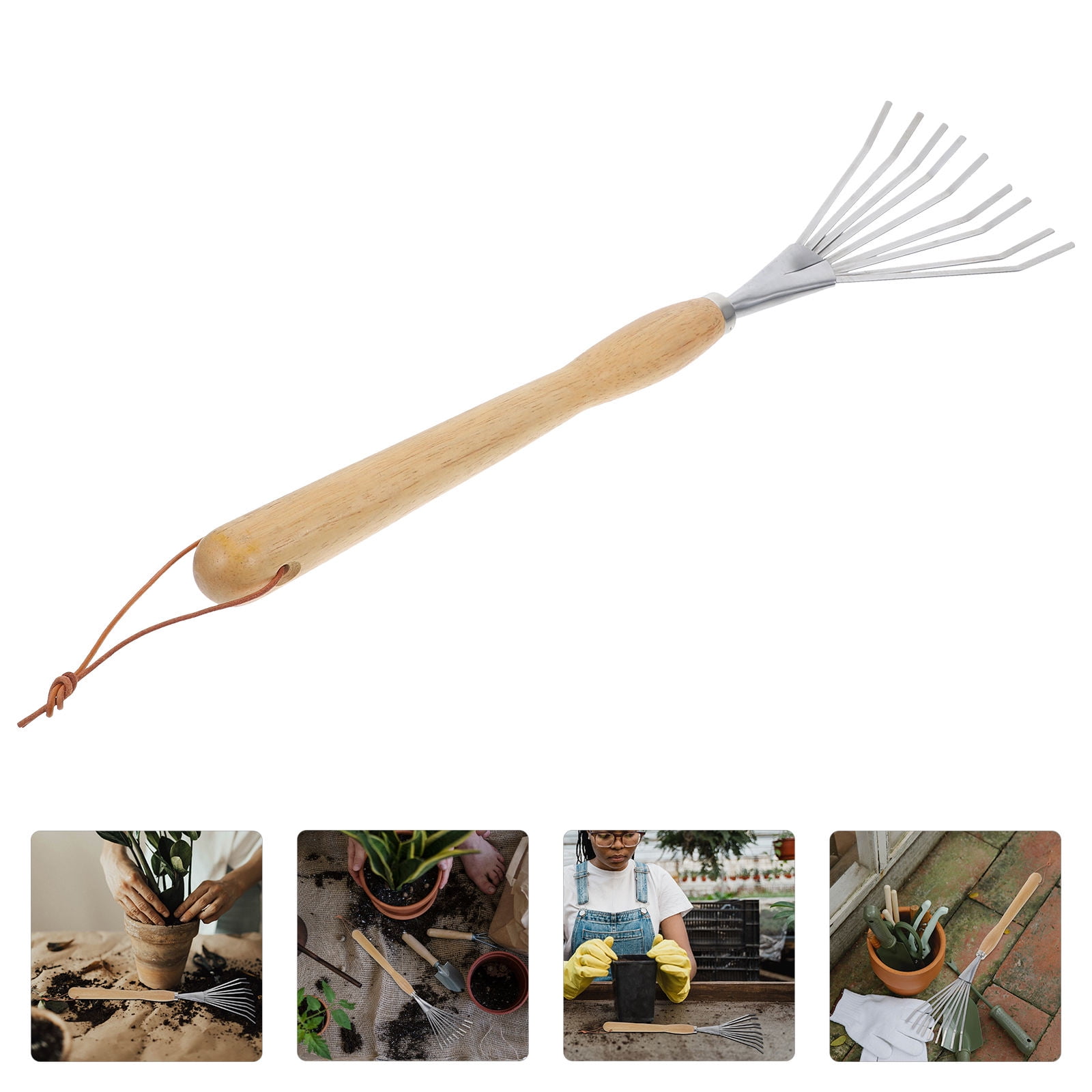 HEMOTON Garden Hand Rake Gardening Leaf Rake Garden Hand Shrub Rake ...