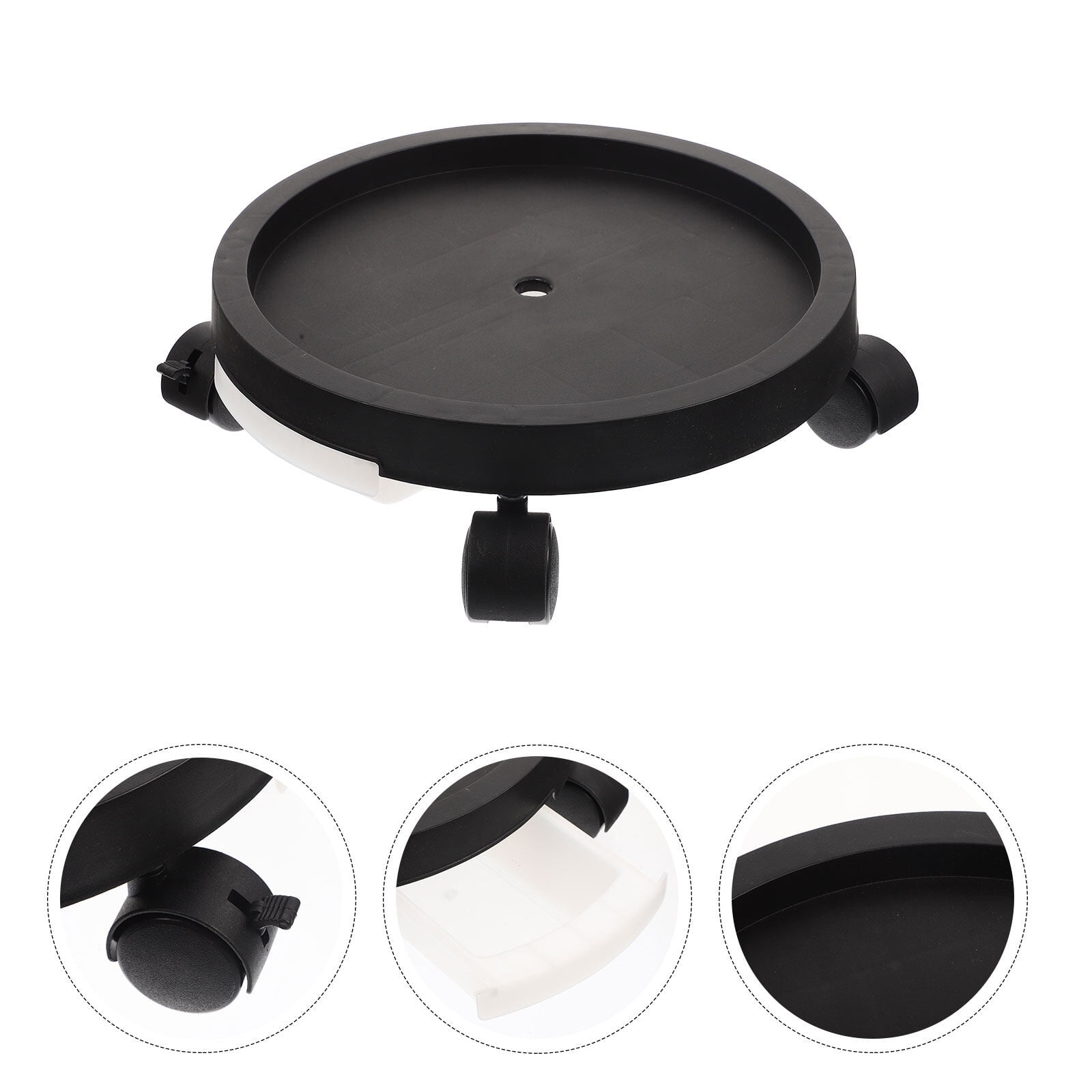 HEMOTON Garden Rolling Planter Trolley Pot Trays Water Wheels Black ...