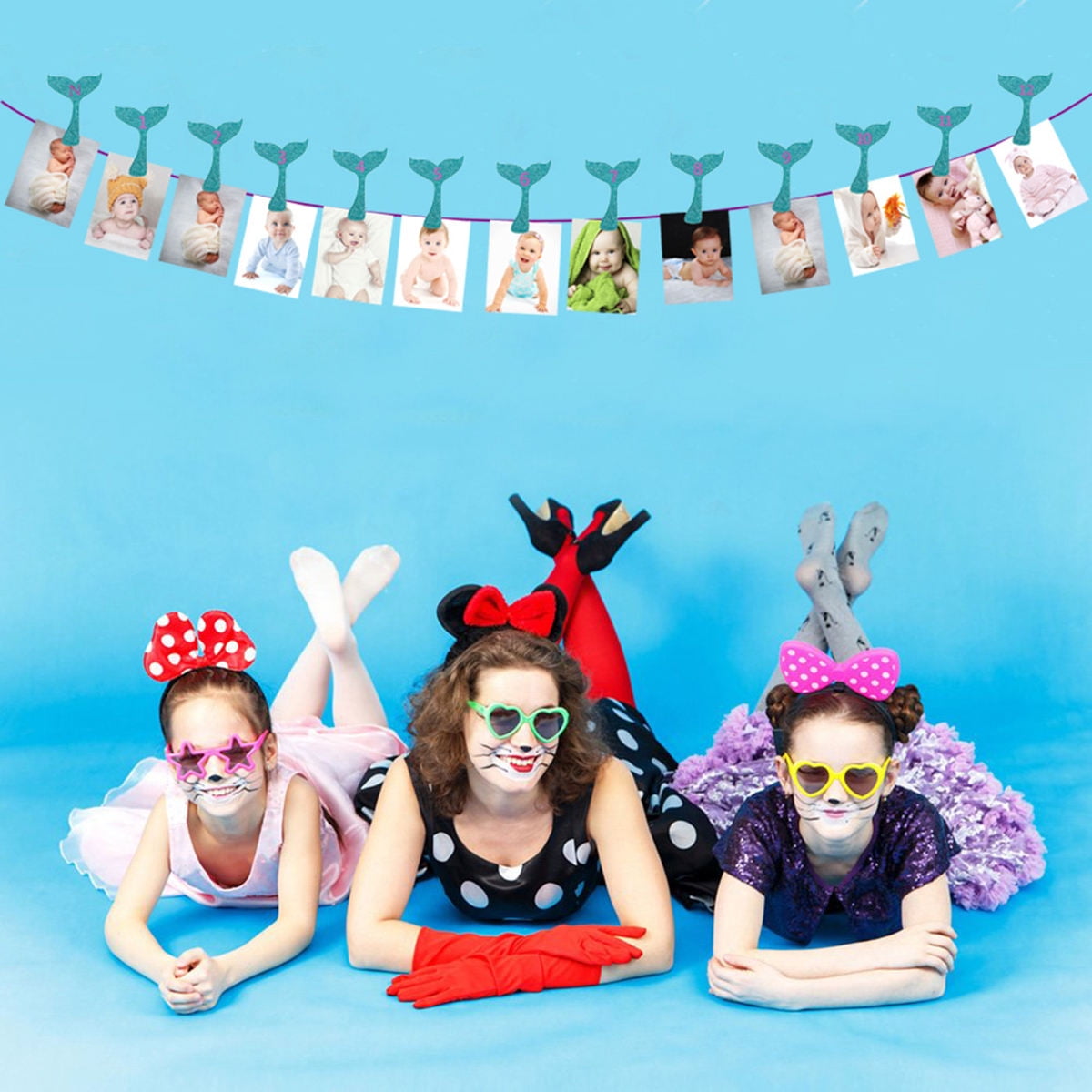 HEMOTON Garlands Birthday Flower Photo Clip Mermaid Hanger Party ...